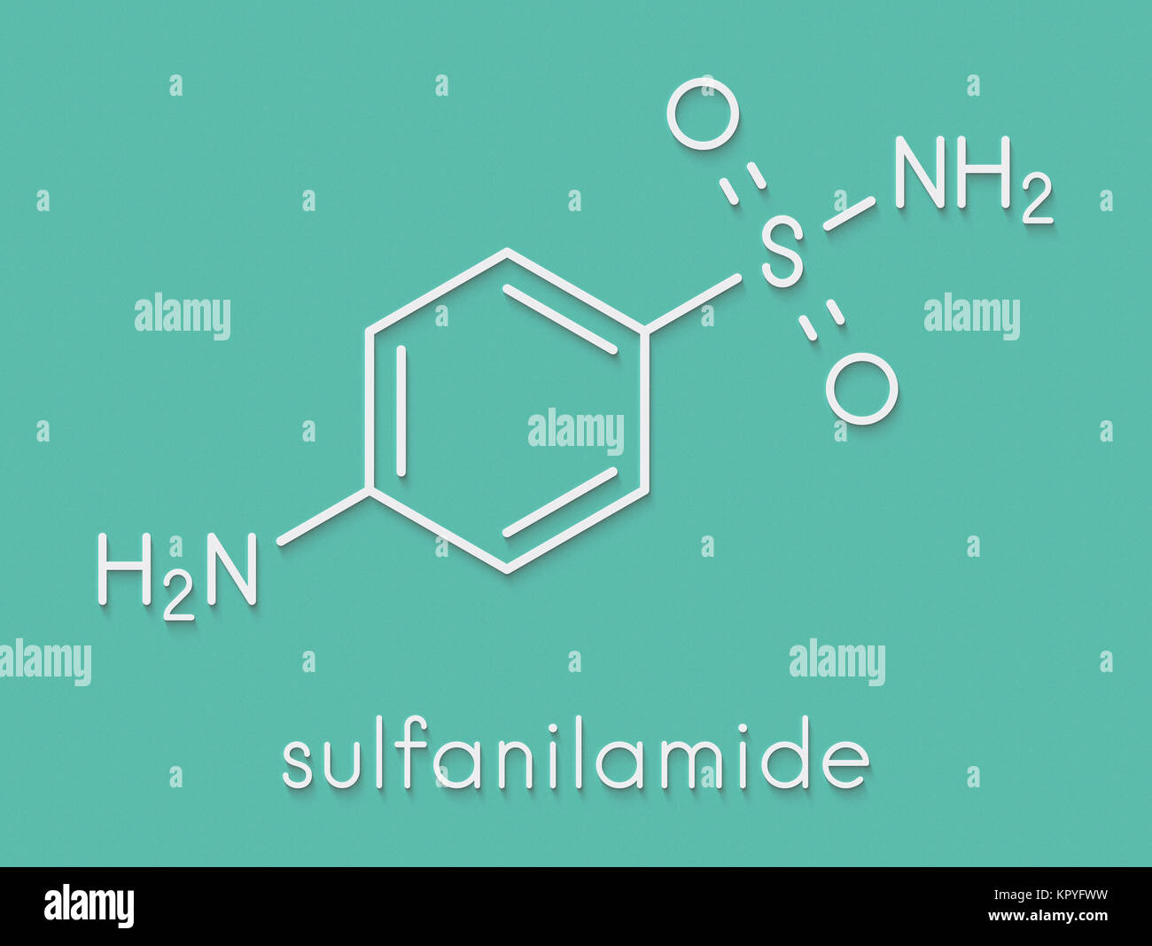 Sulfanilamide (sulphanilamide) sulfonamide antiobiotic molecule. One of ...
