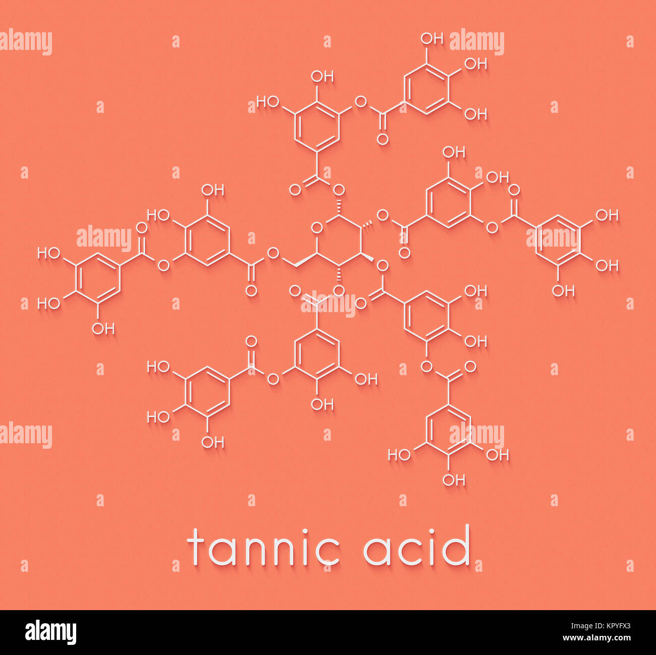 Tannic acid molecule (one isomer shown). Type of tannin. Skeletal ...