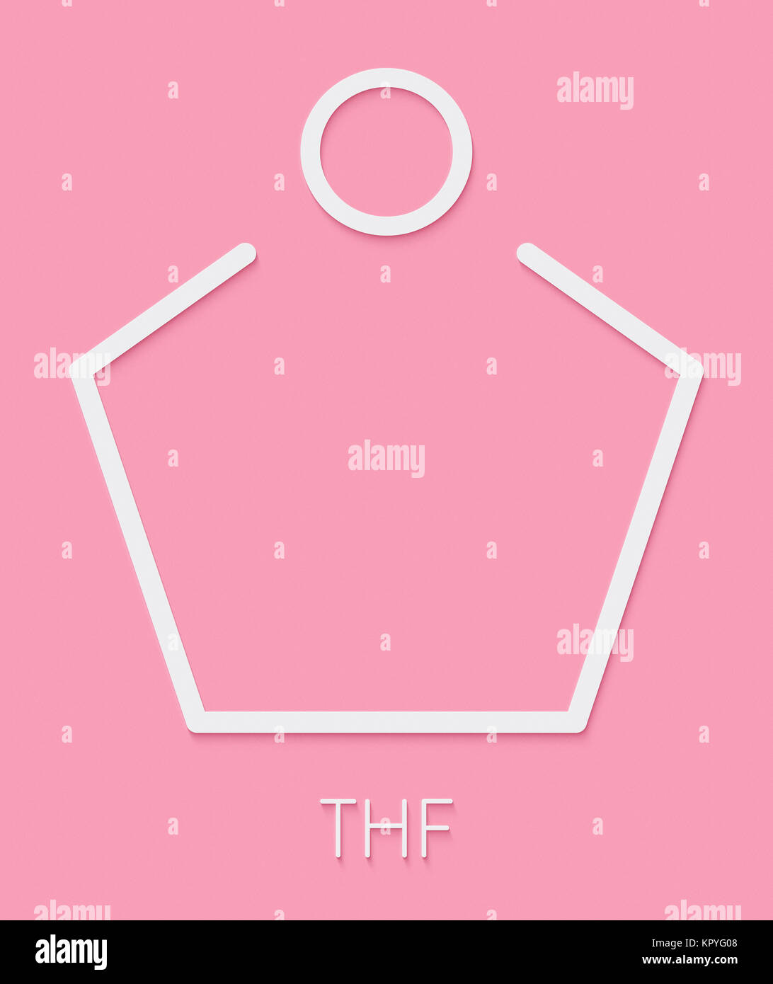 Tetrahydrofuran (THF, oxolane) solvent molecule. Skeletal formula Stock ...