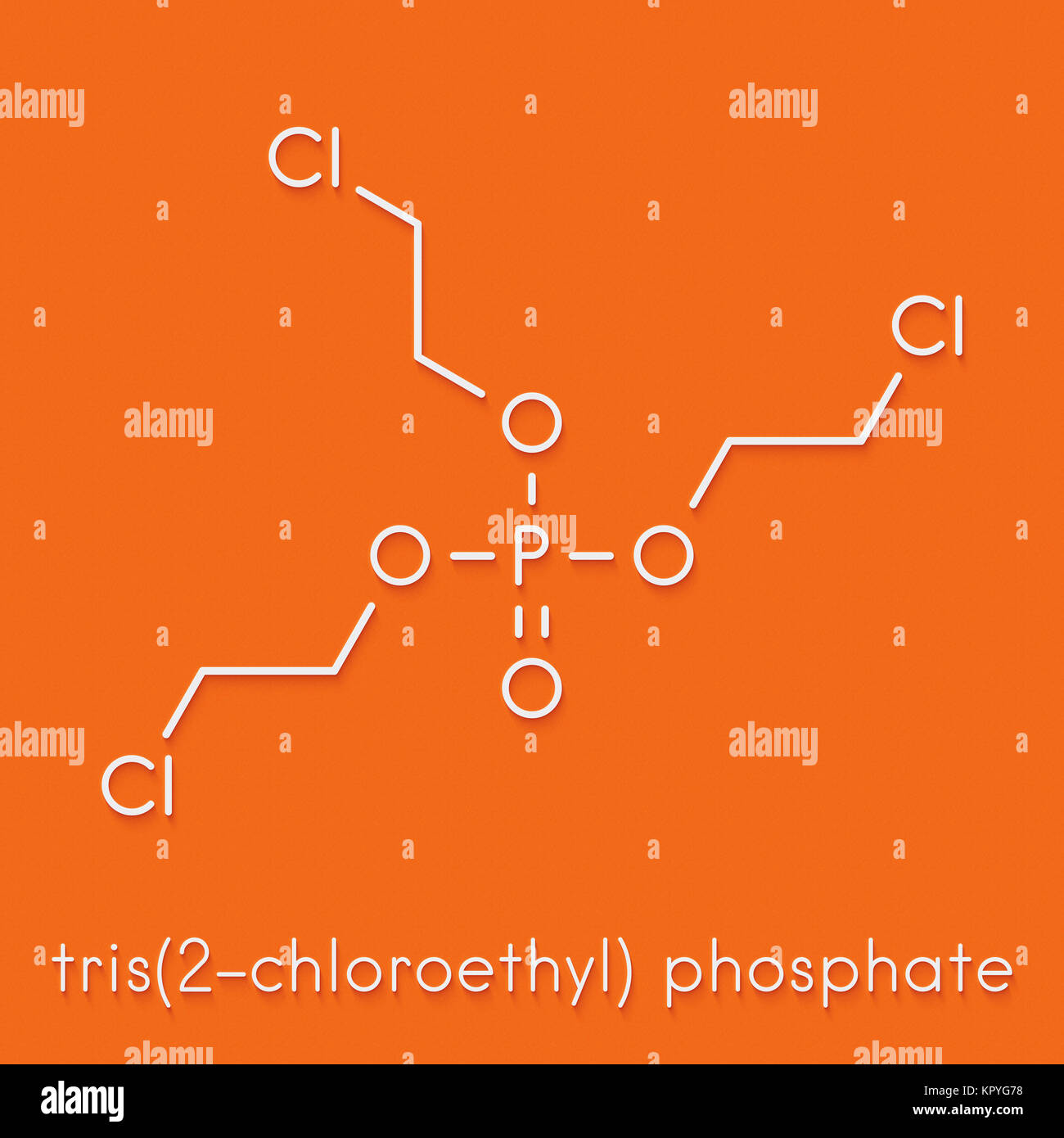 TCEP [tris(2-chloroethyl) phosphate] molecule. Used as flame retardant ...