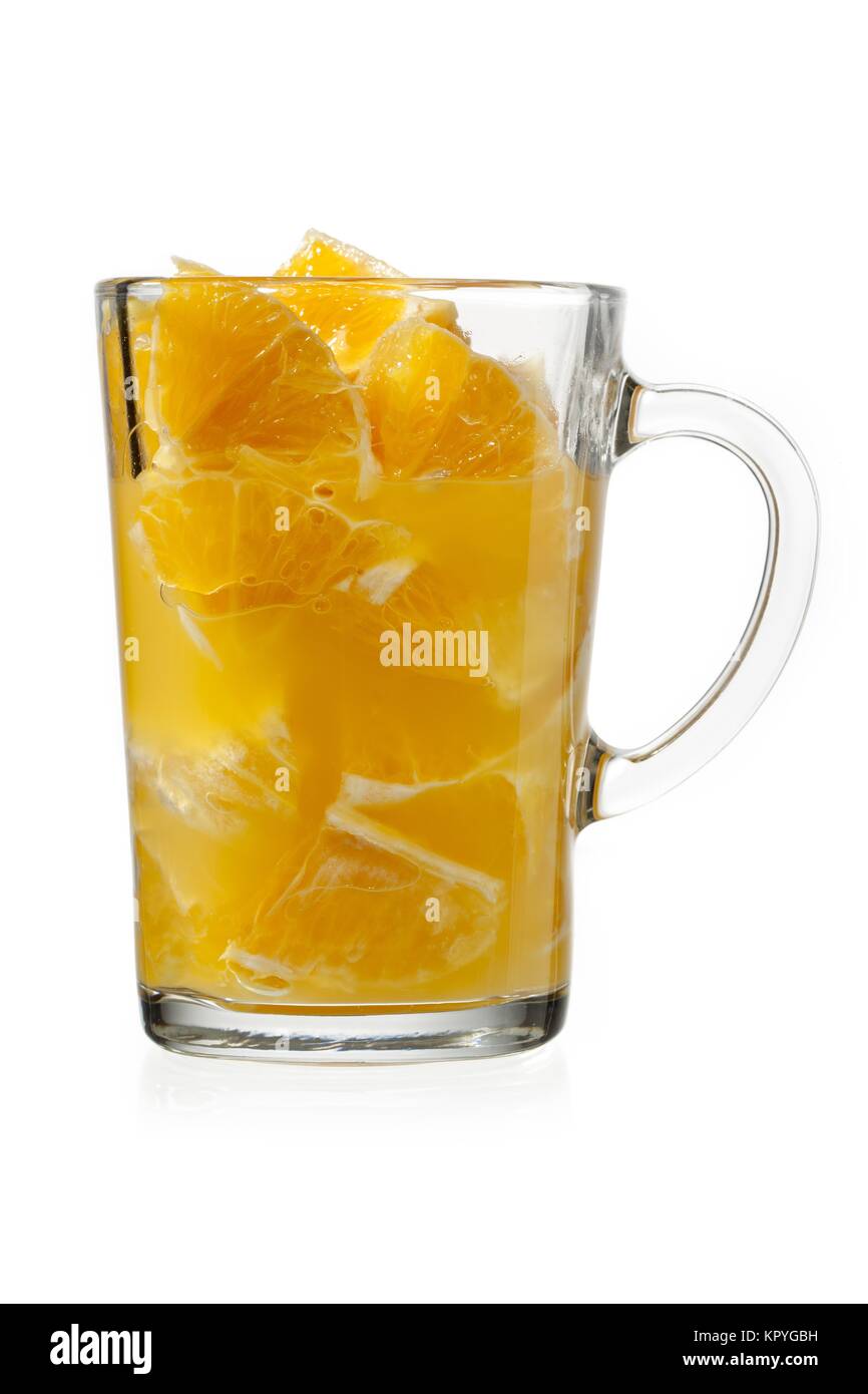 orange pulp and juice in glass Stock Photo - Alamy