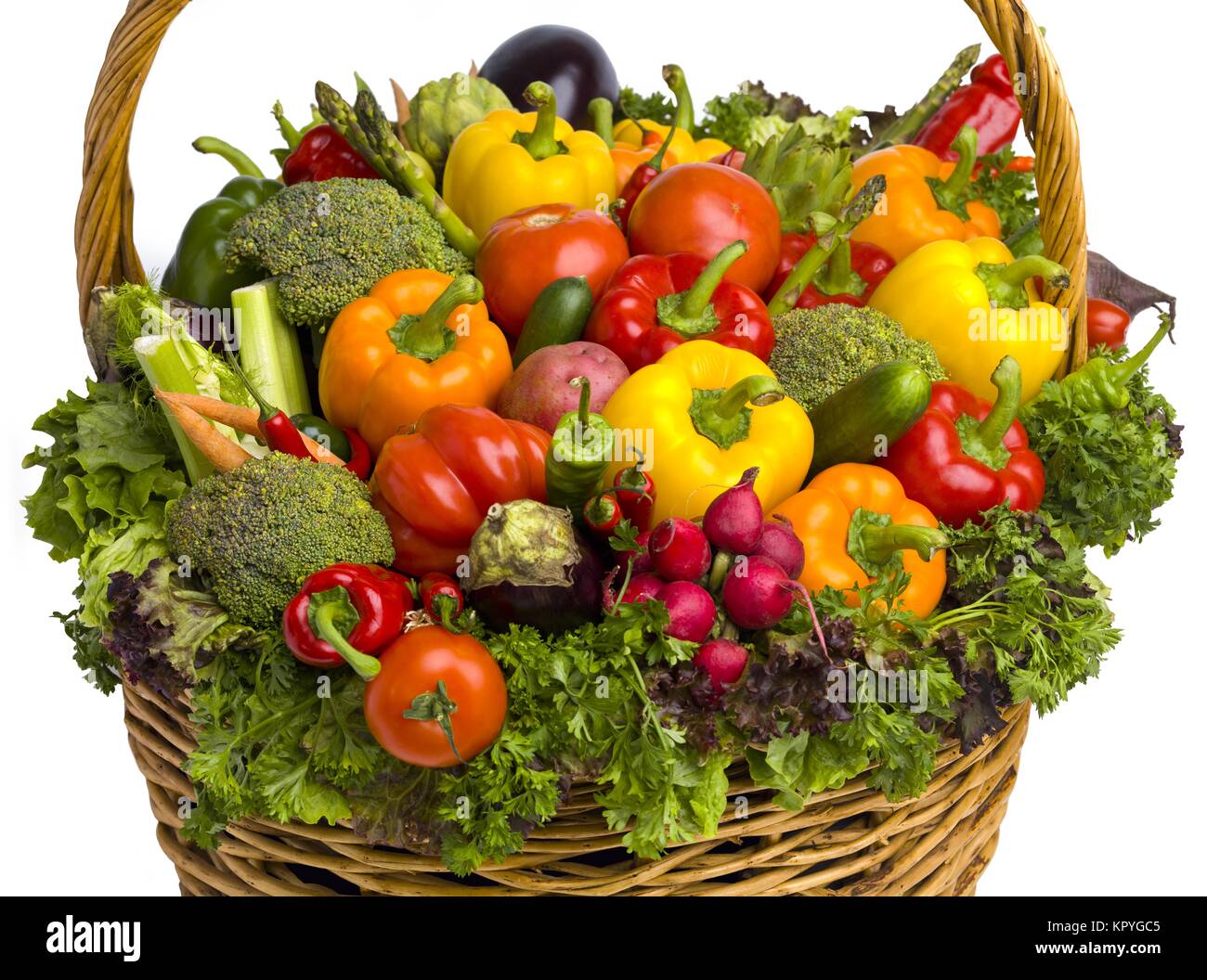 overflowing vegetable basket Stock Photo - Alamy