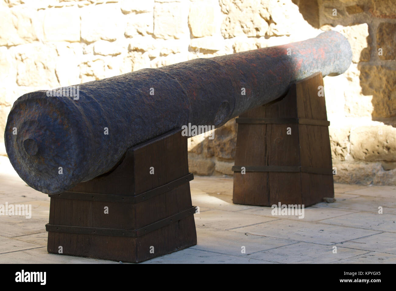 Ancient cannons of defense weapons in the old fortress, the island of ...