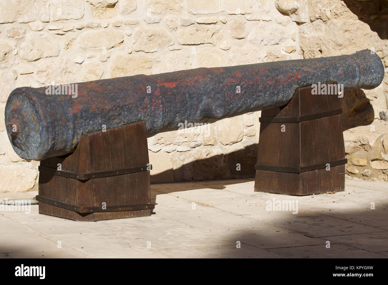 Ancient cannons of defense weapons in the old fortress, the island of ...