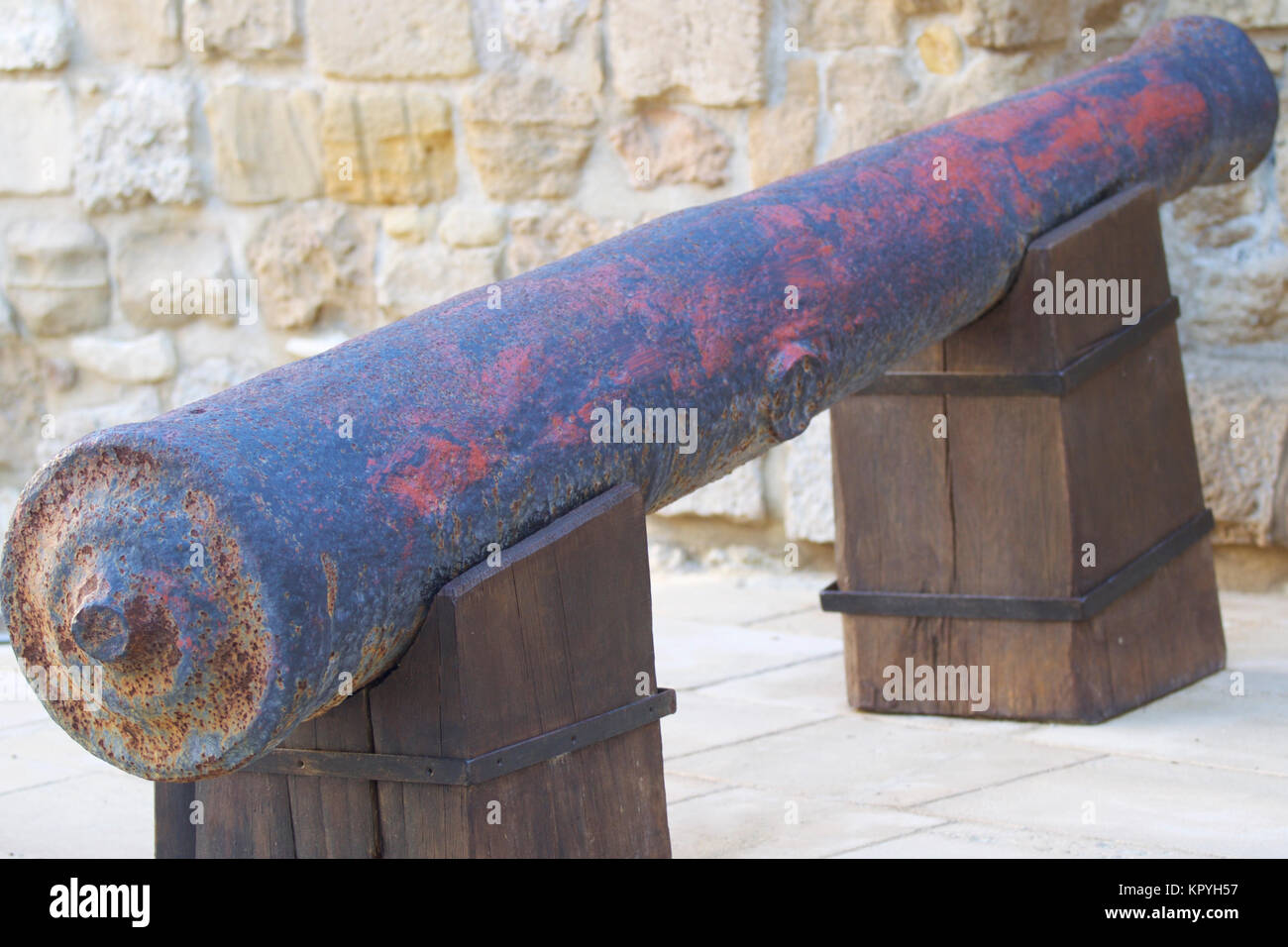 Ancient cannons of defense weapons in the old fortress, the island of ...