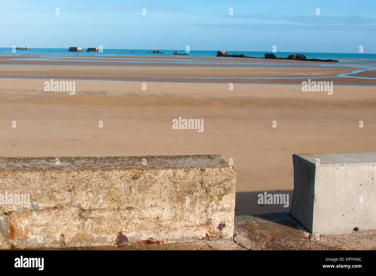 Remains of the Mulberry artificial harbour constructed after D-Day 1944 ...