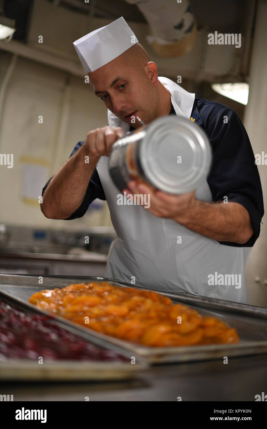 ARABIAN GULF (Dec. 13, 2017) Chief Warrant Officer Blake Franklin, food ...