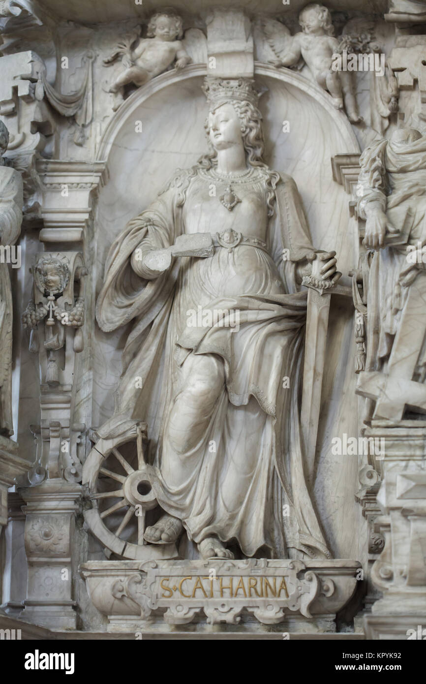 Saint Catherine of Alexandria. Renaissance relief on the ...