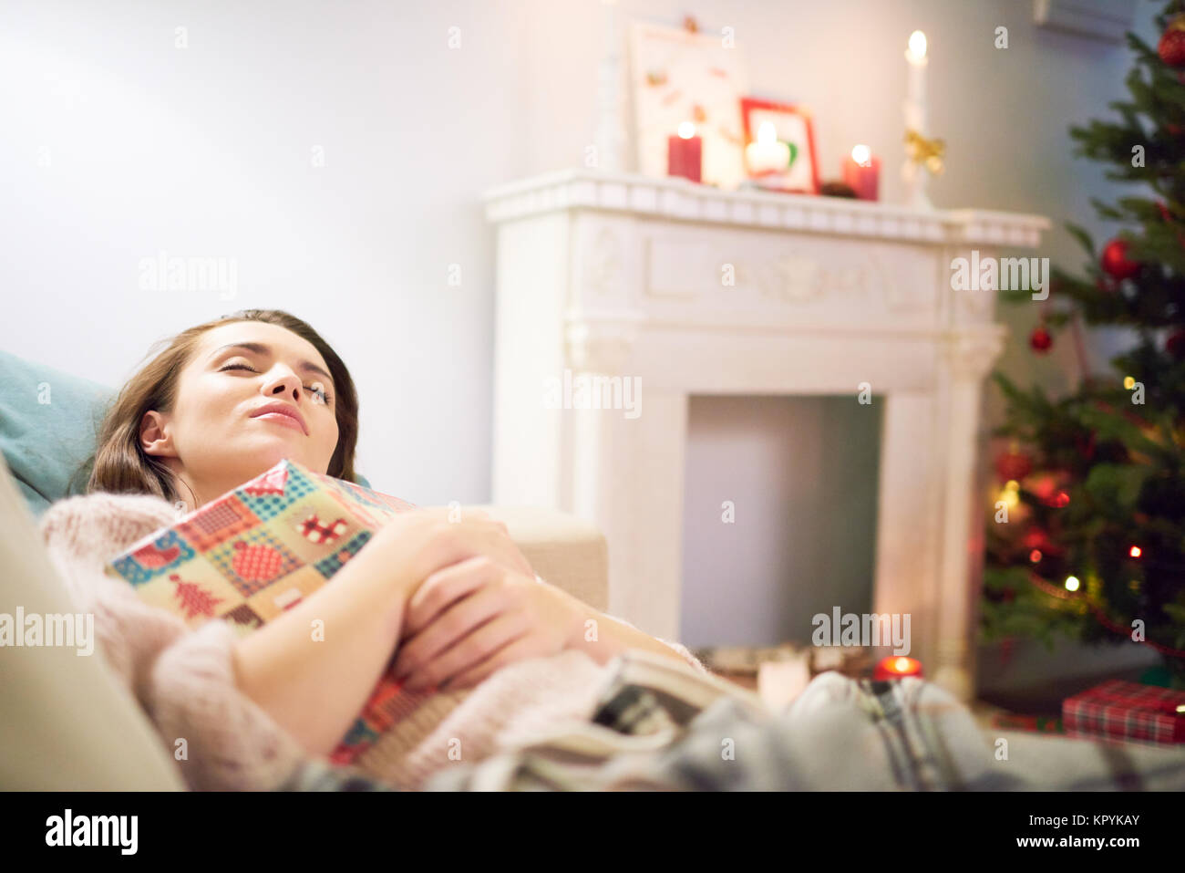 Taking Nap in Living Room Stock Photo - Alamy