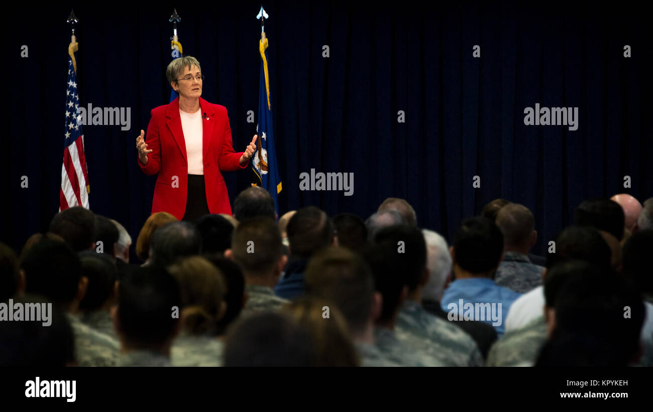 Secretary of the Air Force Heather Wilson addresses the audience at the ...