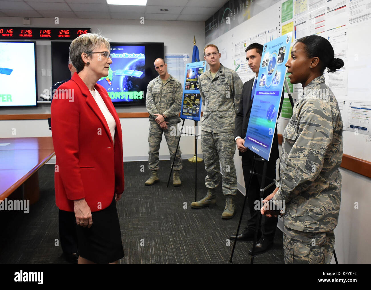Secretary of the Air Force Heather Wilson receives a briefing on Air ...
