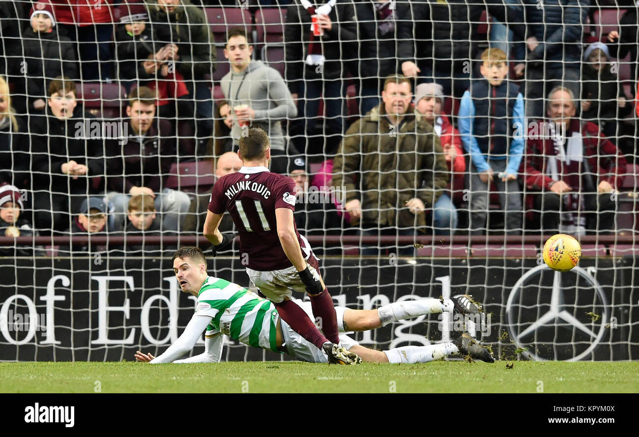 Hearts David Milinkovic scores his side's third goal of the game during ...