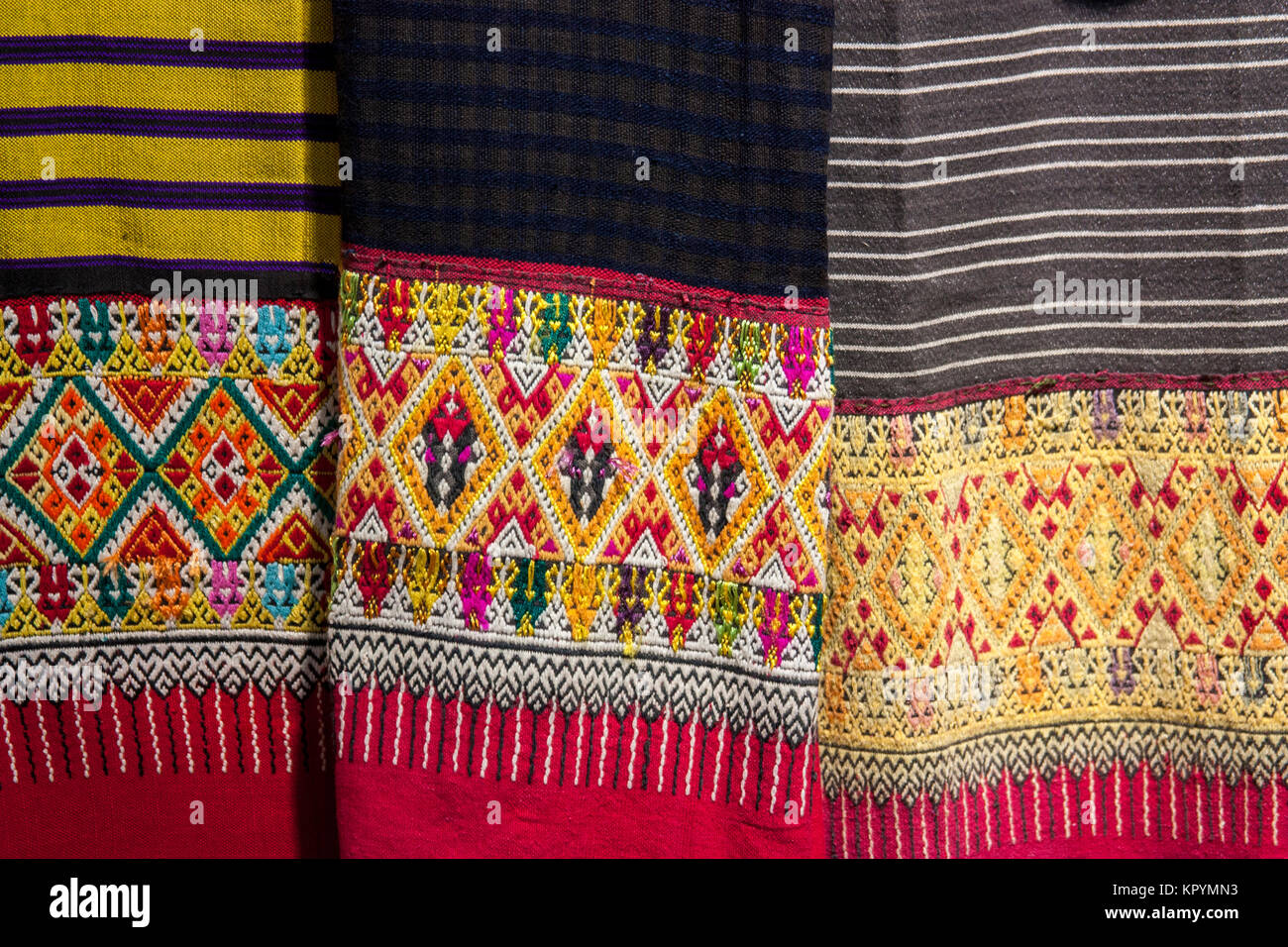 Traditional costumes woven with cotton / Thailand folk textiles Stock ...