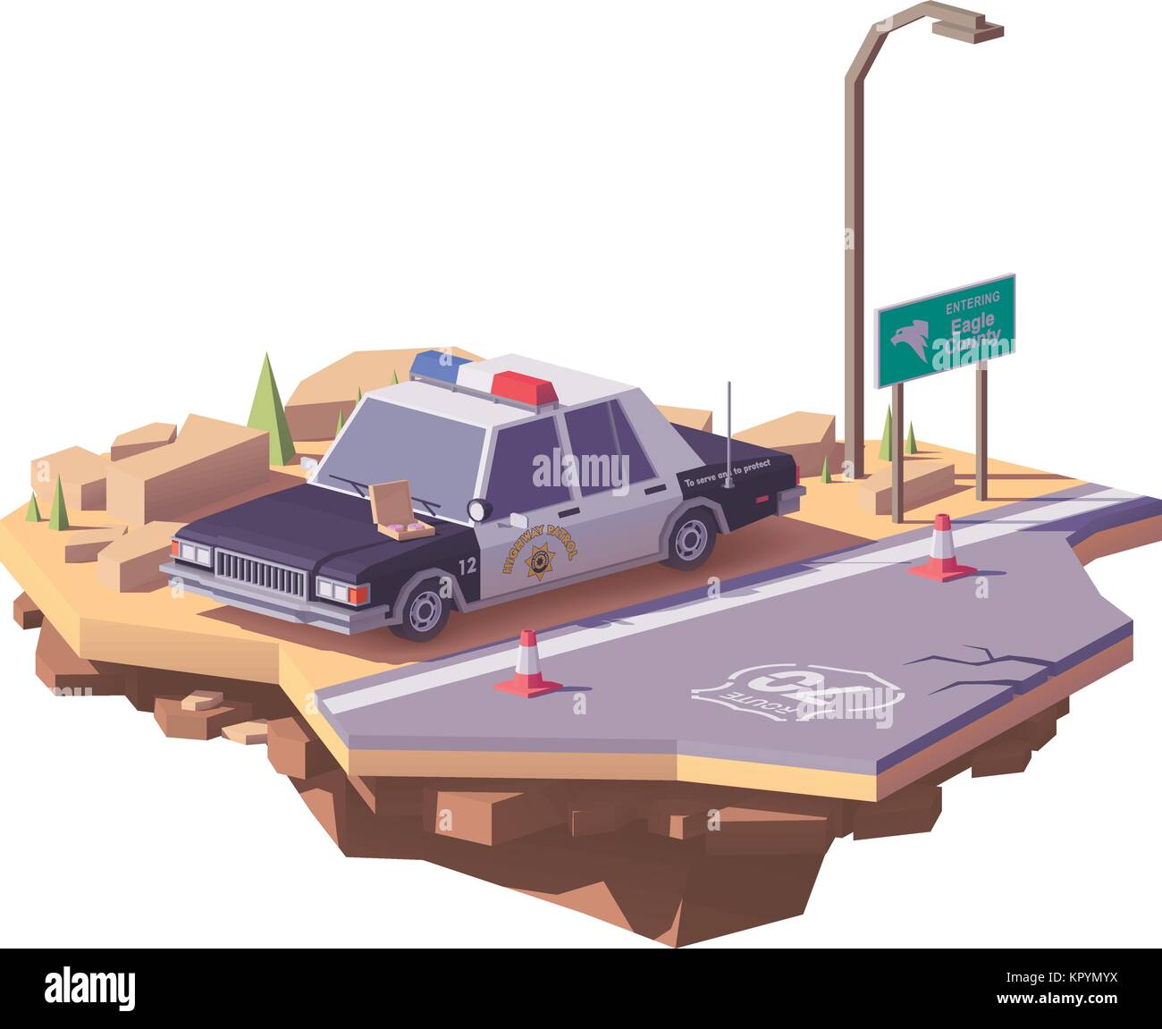 Vector low poly classic American police car Stock Vector Image & Art ...