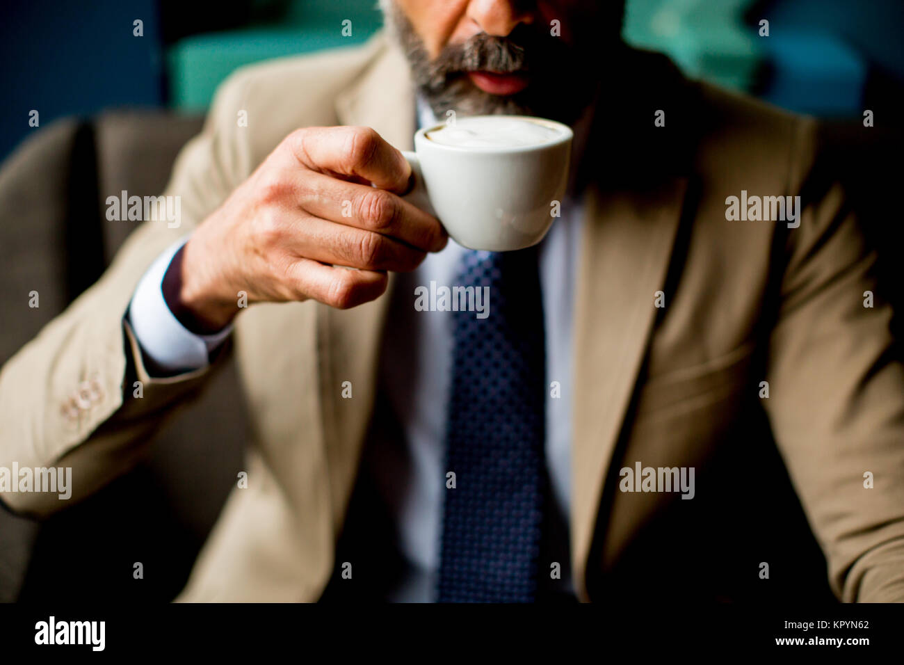 Handsome mature man coffee hi-res stock photography and images - Alamy