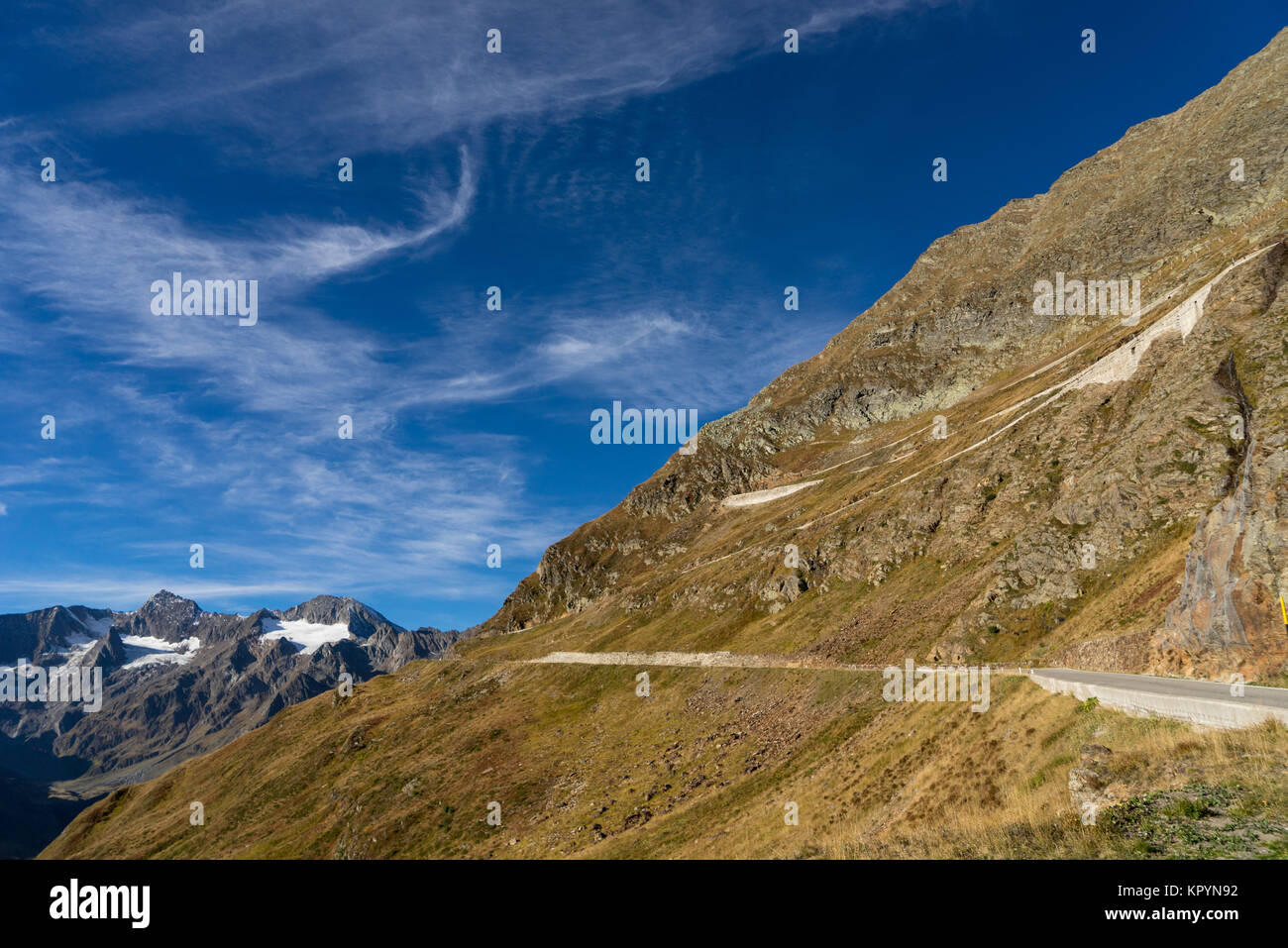 Mountains, peaks and trees landscape, natural environment. Timmelsjoch ...