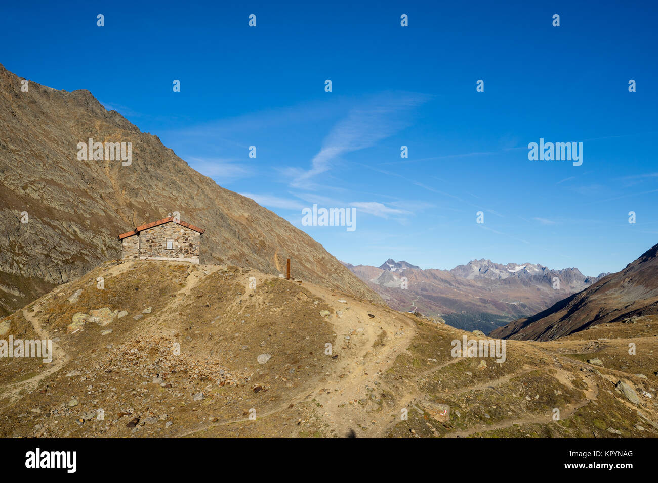 Timmelsjoch High Alpine Road landscape. Mountains and peaks covered ...