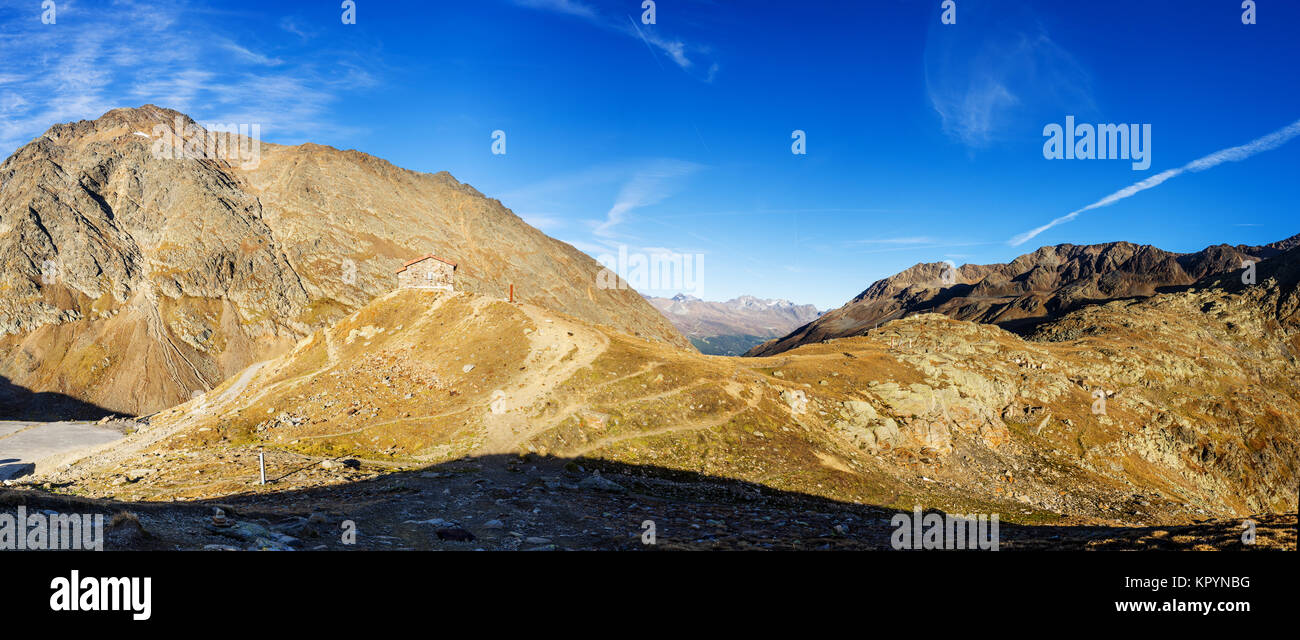 Timmelsjoch High Alpine Road landscape panorama. Mountains and peaks ...