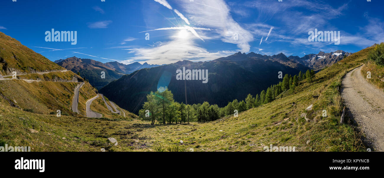 Timmelsjoch High Alpine Road landscape panorama. Mountains and peaks ...
