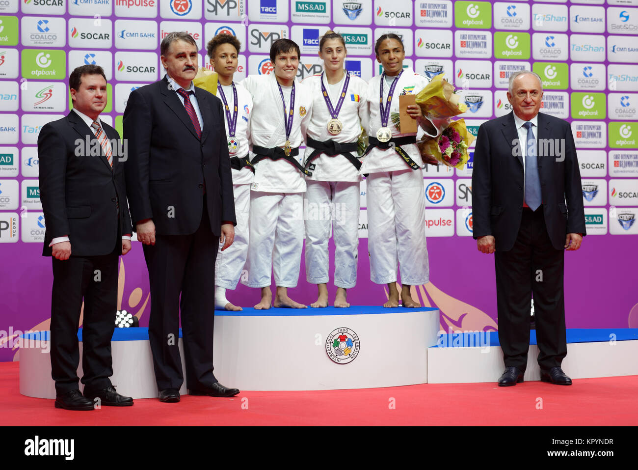 Winners in Women U52 during award ceremony of Judo World Masters 2017 ...