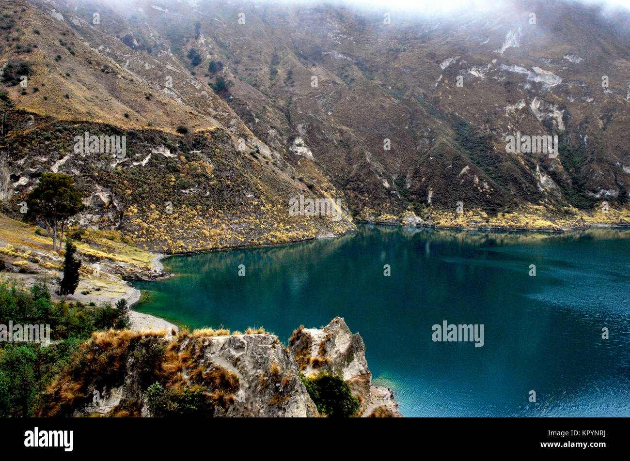 View of Quilotoa a water filled caldera in the west of Ecuador Stock ...