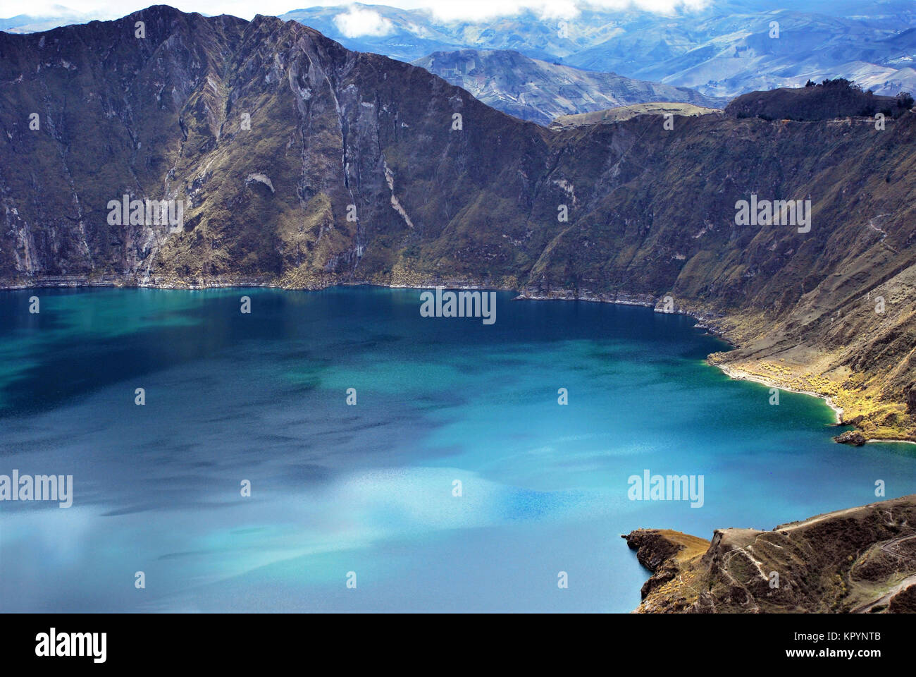 View of Quilotoa a water filled caldera in the west of Ecuador Stock ...