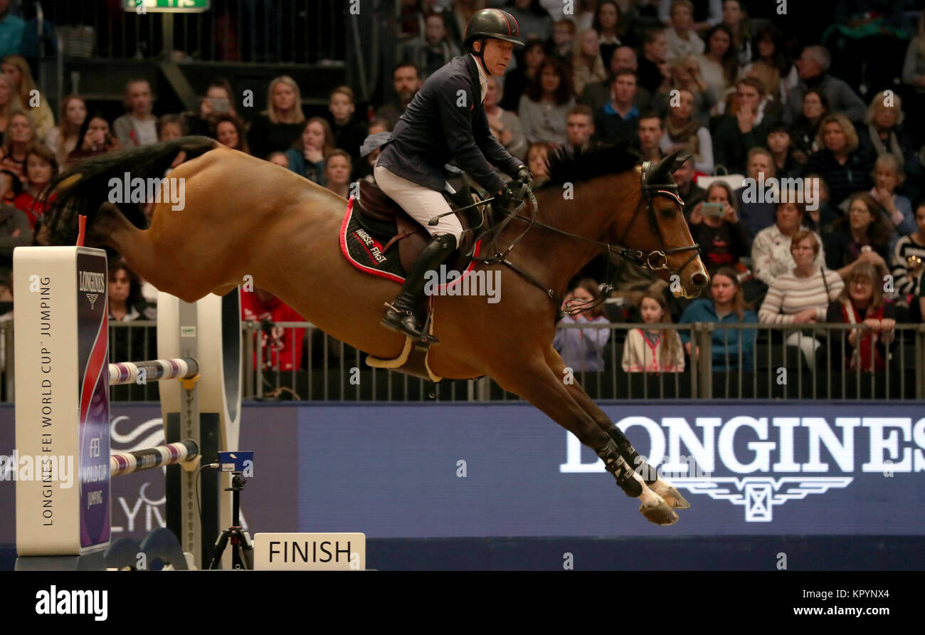 Britain's Michael Whitaker riding Calisto Blue competes in the Longines ...