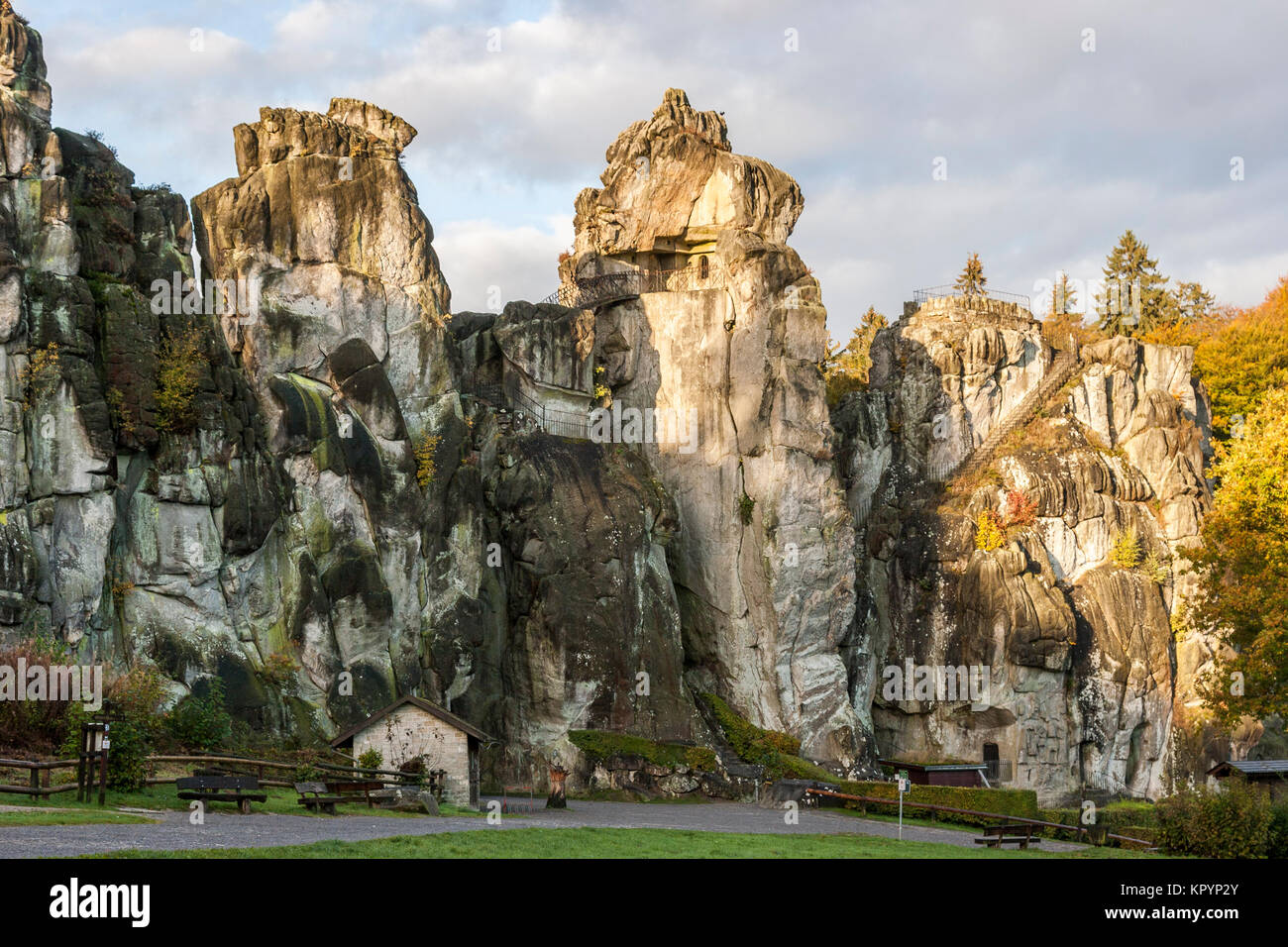 Distinctive sandstone rock formation located in the Teutoburg Forest ...