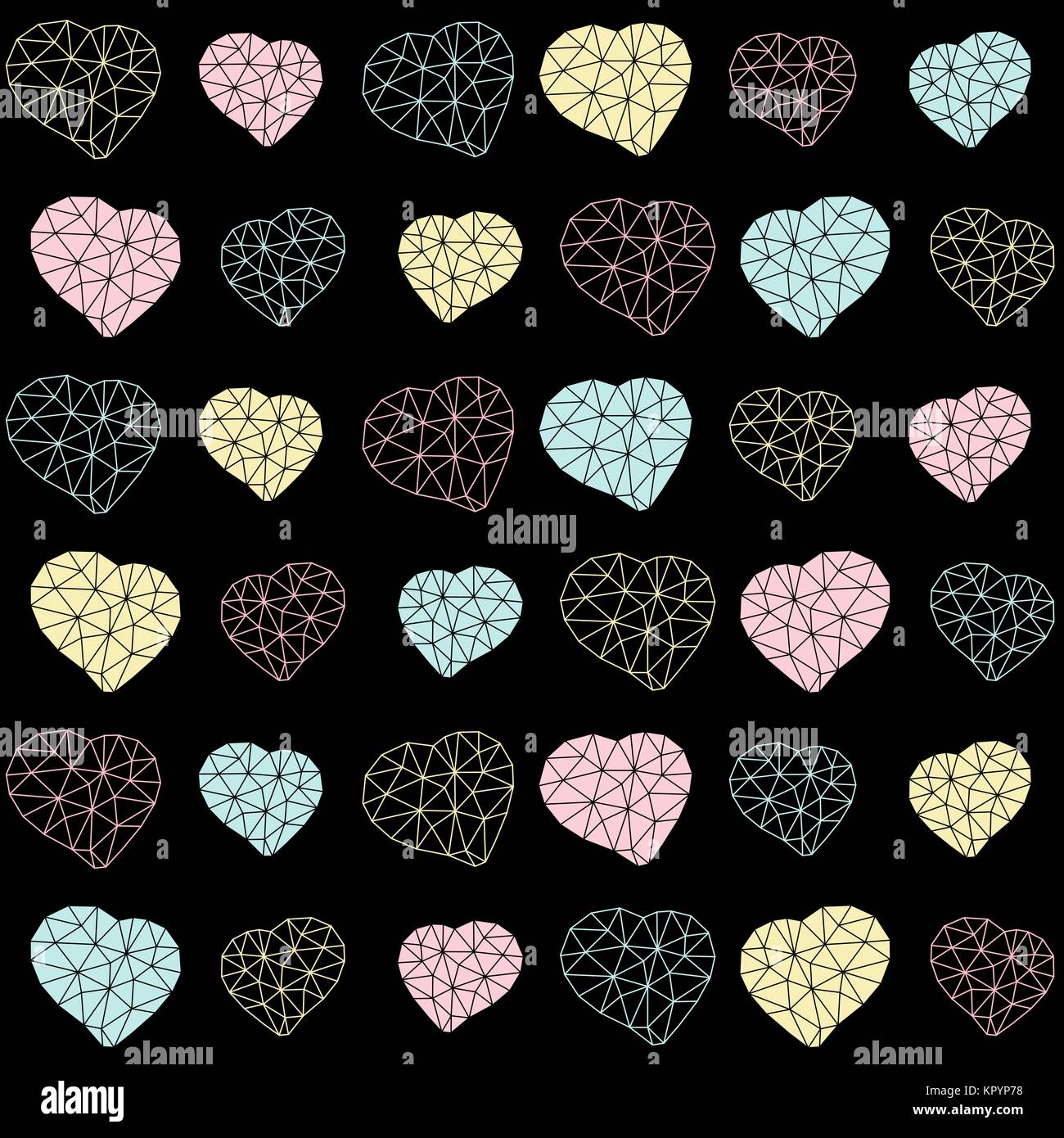 Seamless Valentine's Day background. Heart symbols made of triangles ...