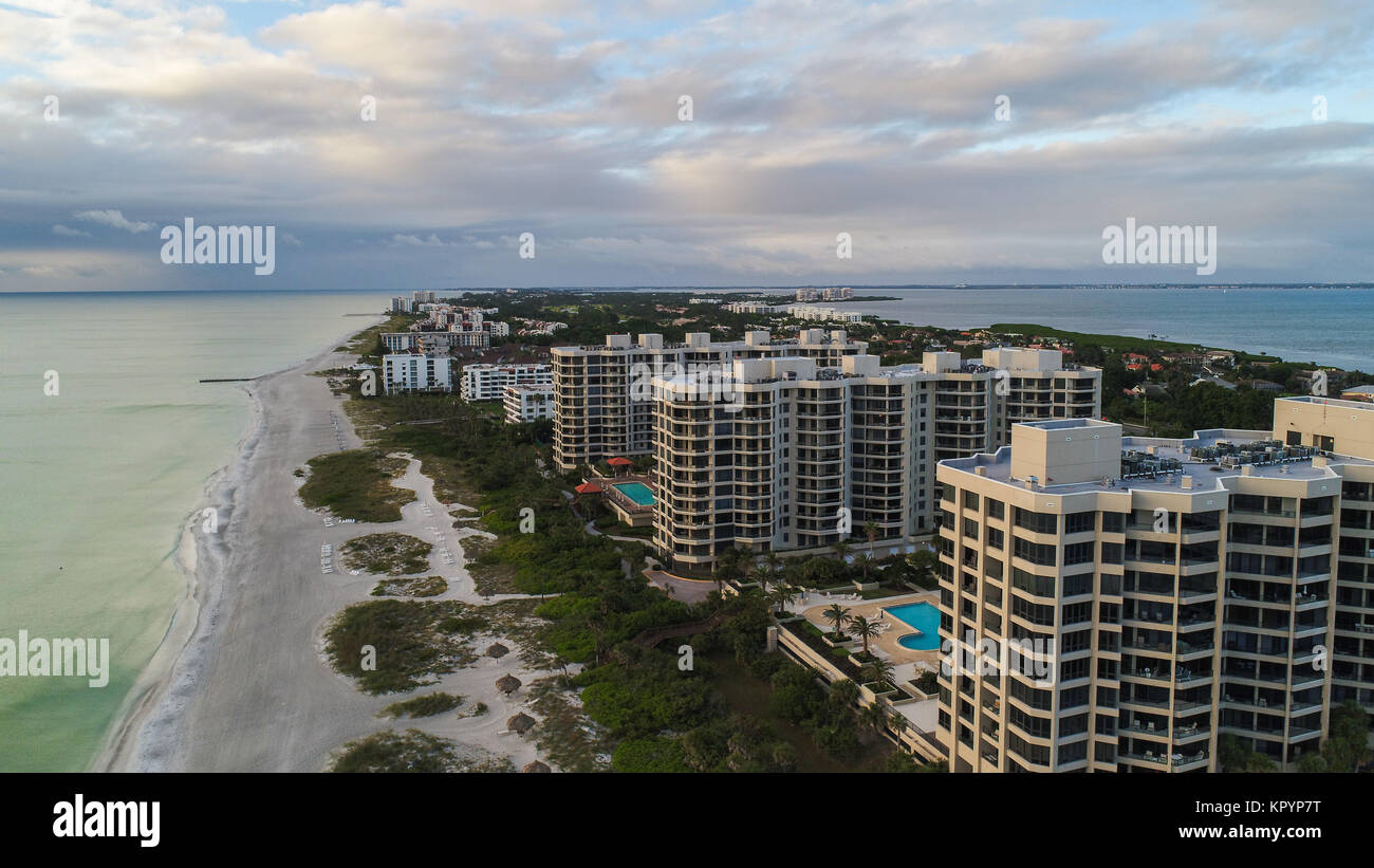 An aerial view of Longboat Key beach in Sarasota County, Florida Stock ...