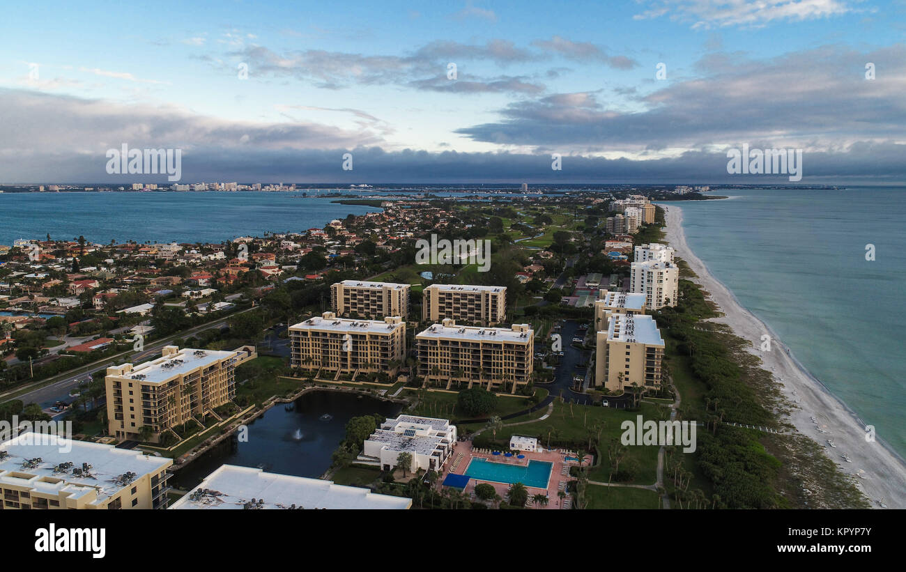 An aerial view of Longboat Key beach in Sarasota County, Florida Stock ...