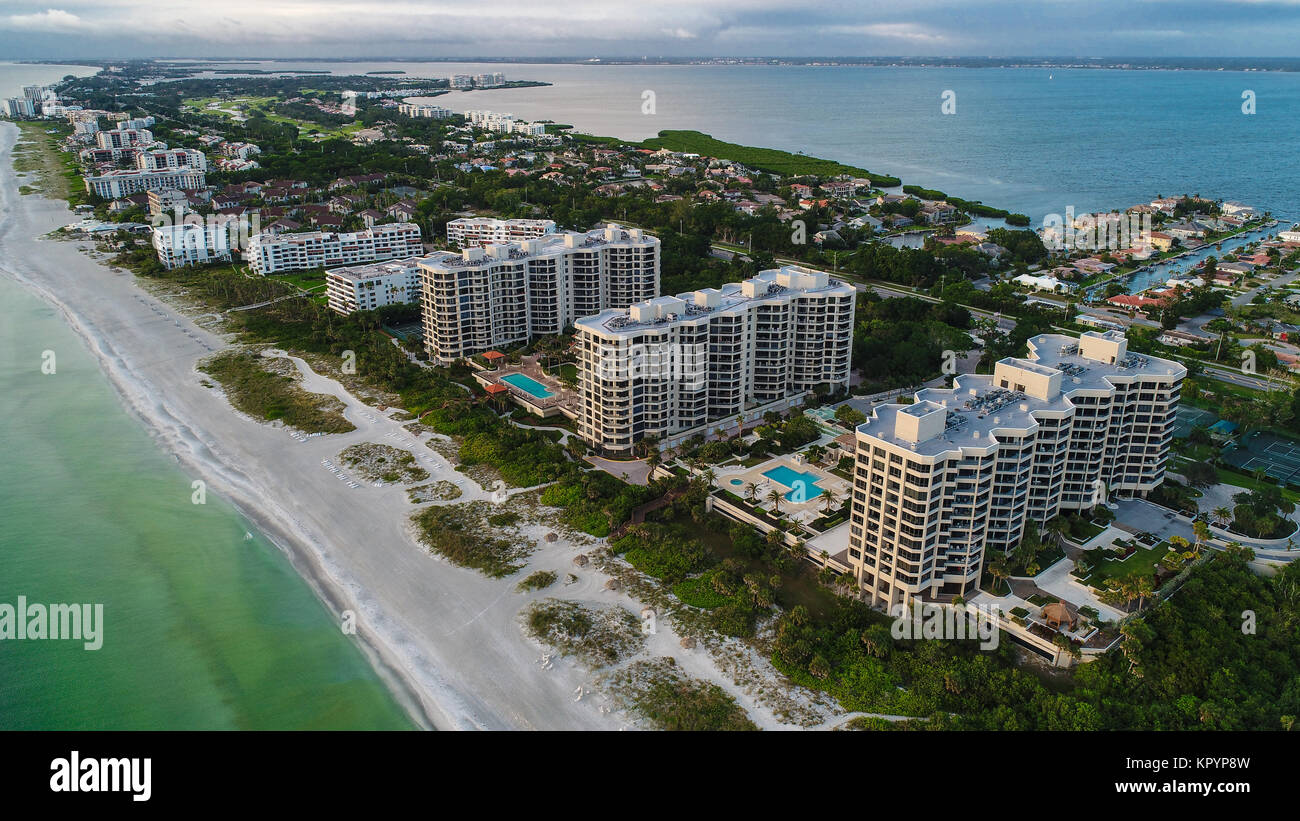 An aerial view of Longboat Key beach in Sarasota County, Florida Stock ...