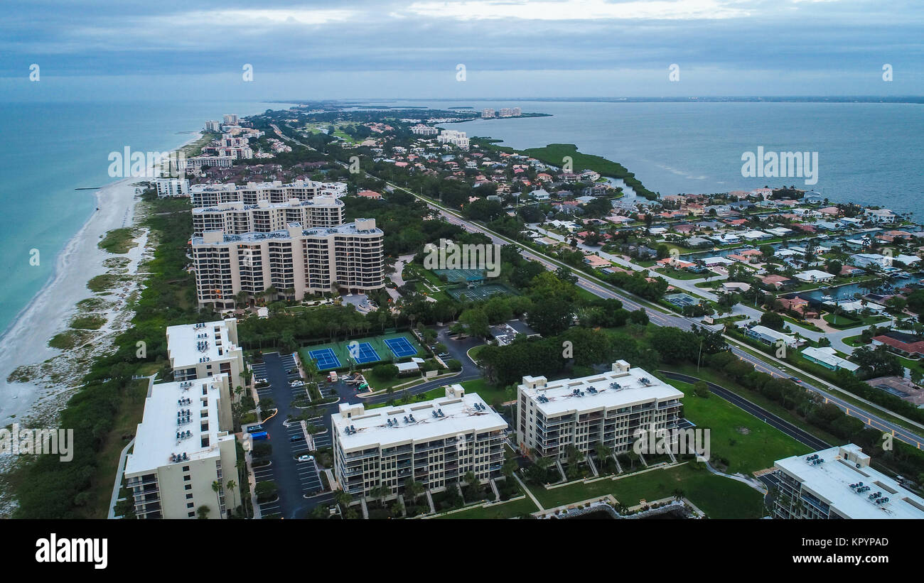 An aerial view of Longboat Key beach in Sarasota County, Florida Stock ...