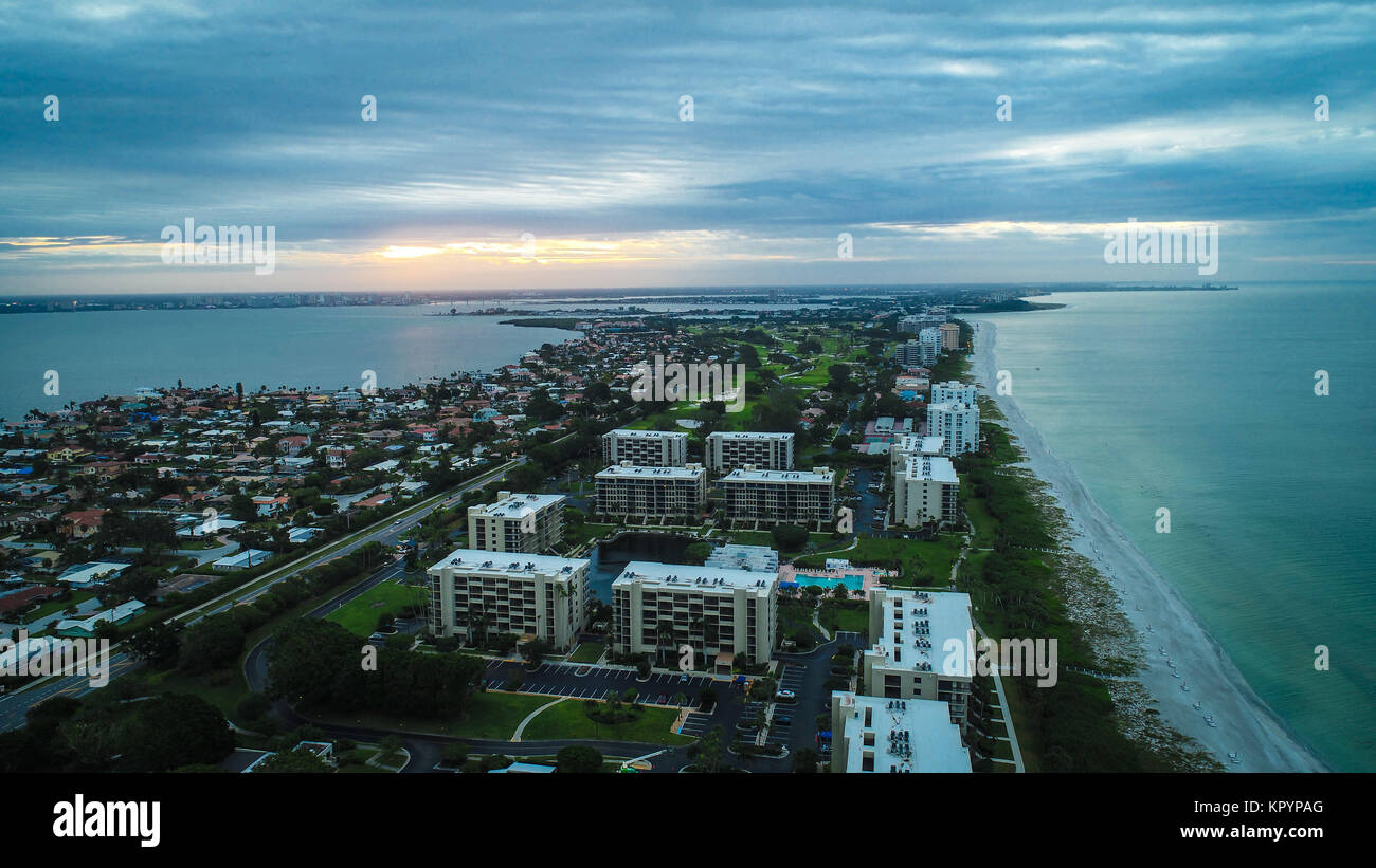 An aerial view of Longboat Key beach in Sarasota County, Florida Stock ...