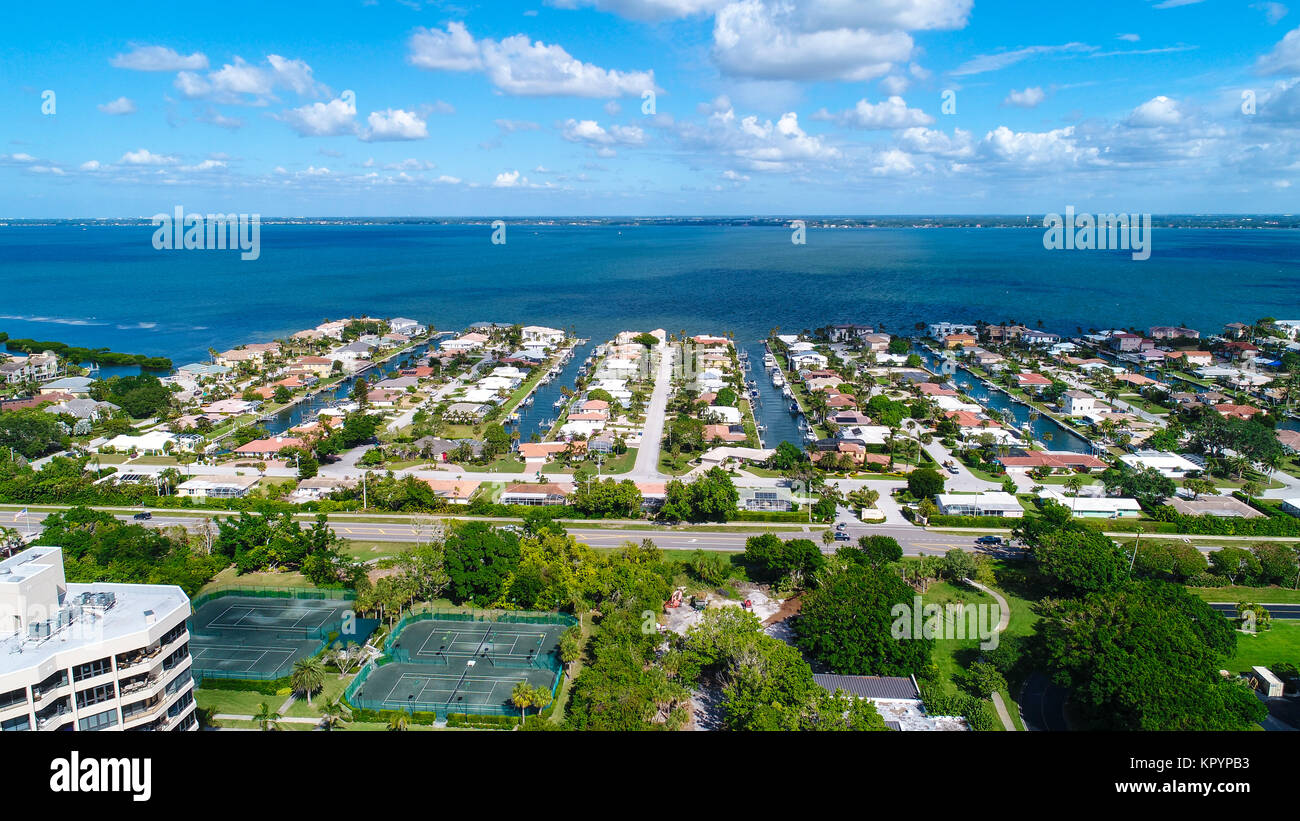 An aerial view of Longboat Key beach in Sarasota County, Florida Stock ...