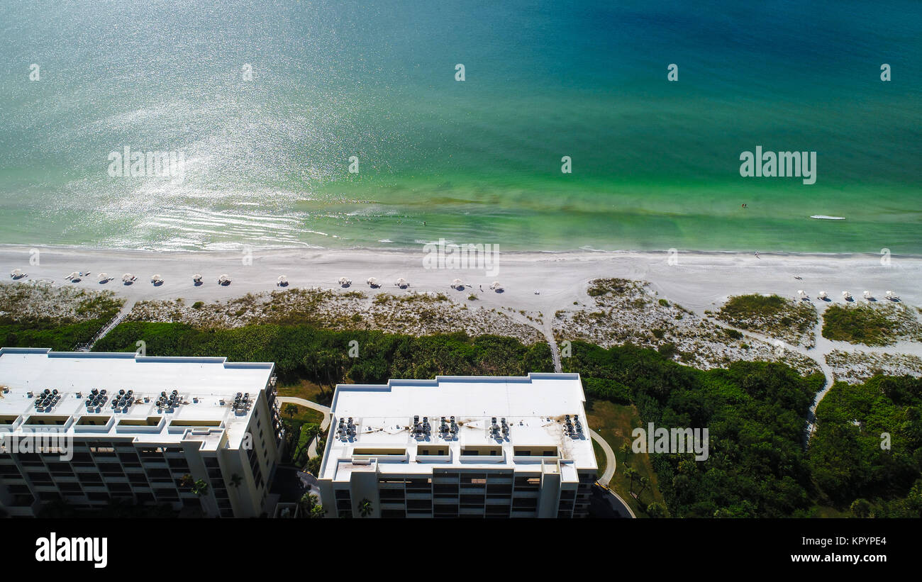 An aerial view of Longboat Key beach in Sarasota County, Florida Stock ...