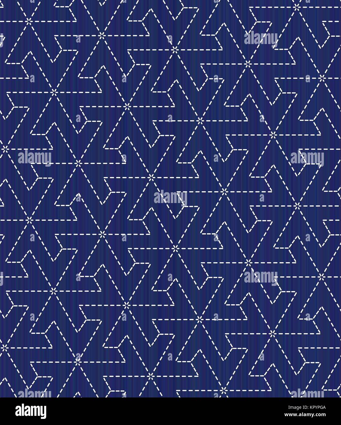Japanese sashiko motif with stylized flowers. Seamless pattern ...