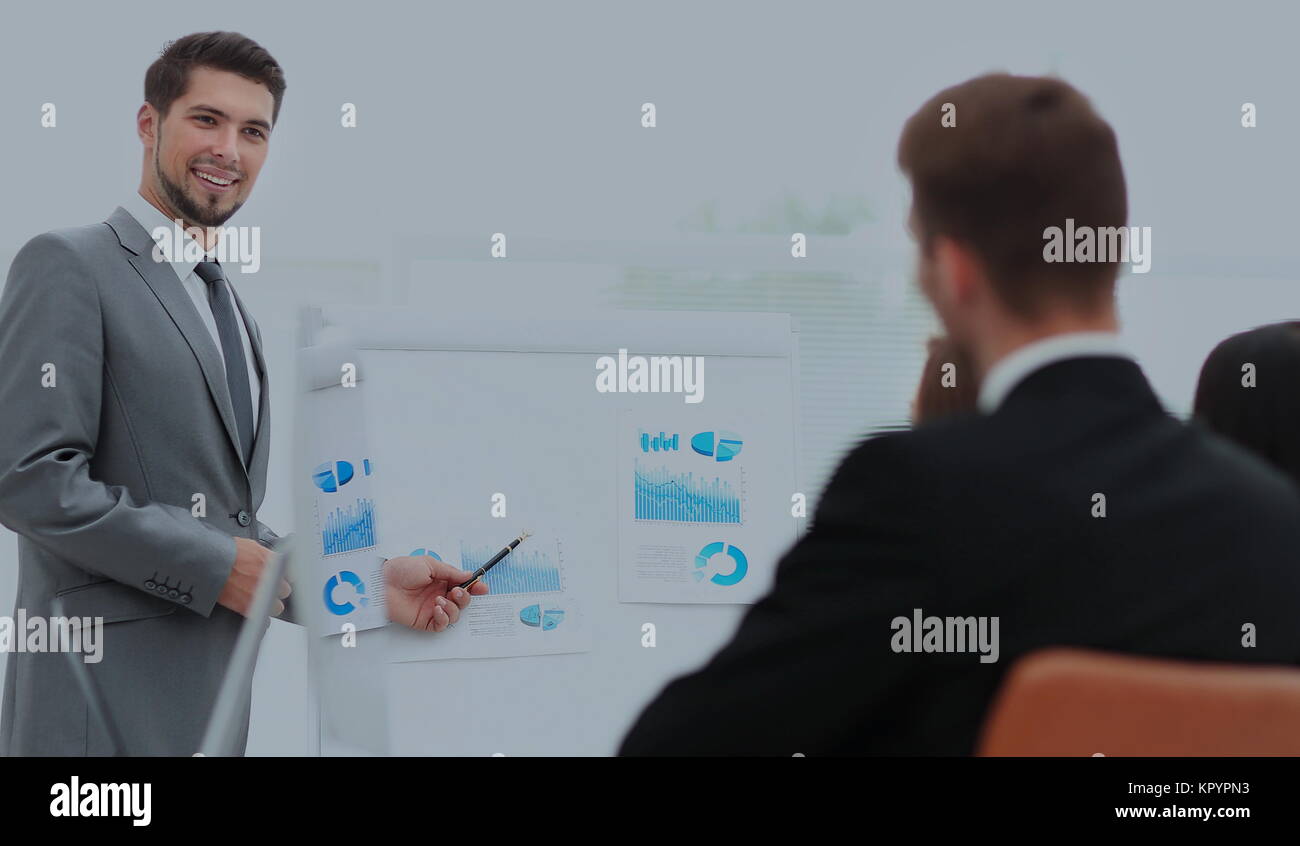 Successful business presentation of a man at the office Stock Photo - Alamy