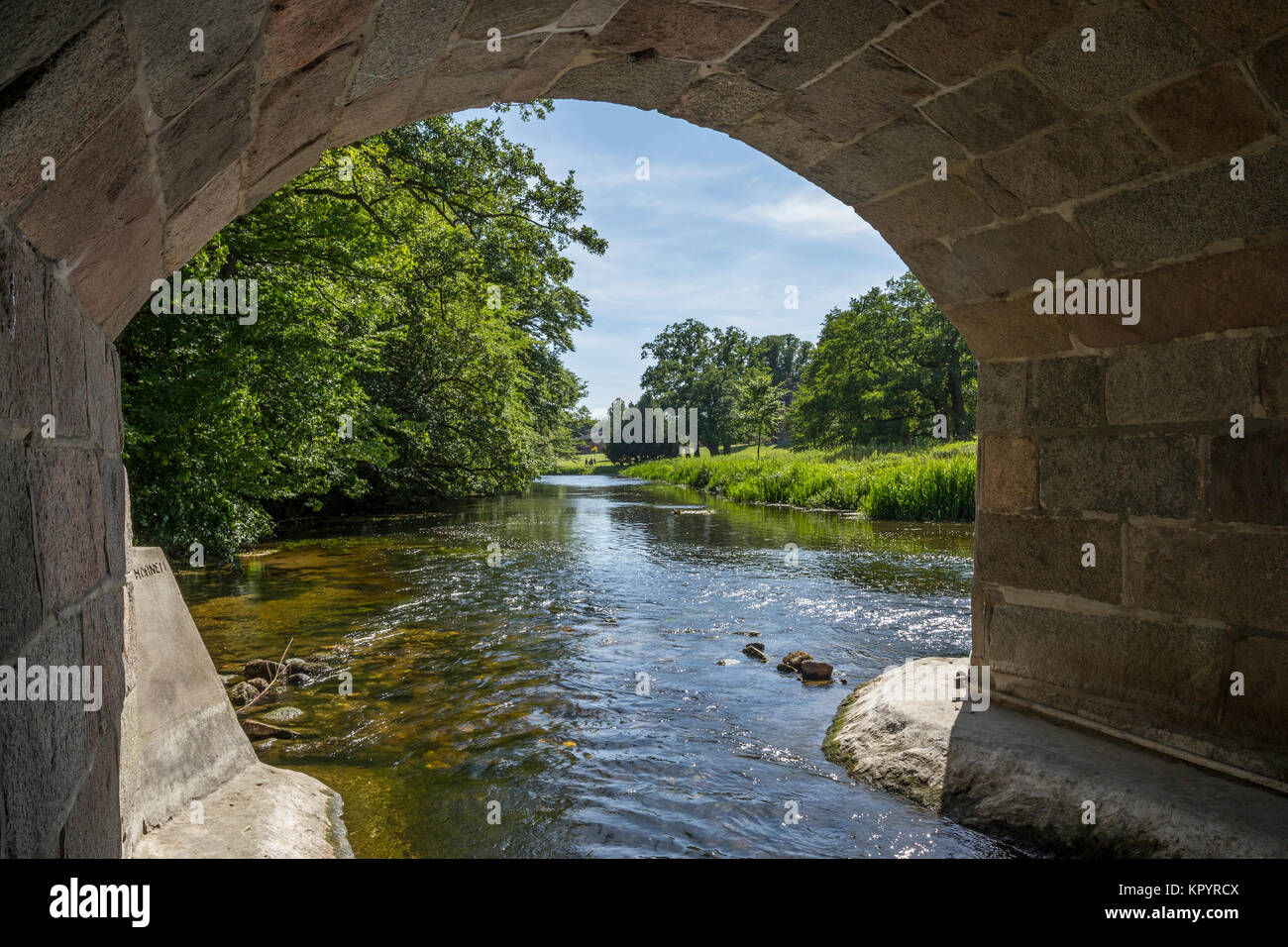 Bridge over Suså river at Herlufsholm, Næstved, Zealand, Denmark Stock ...