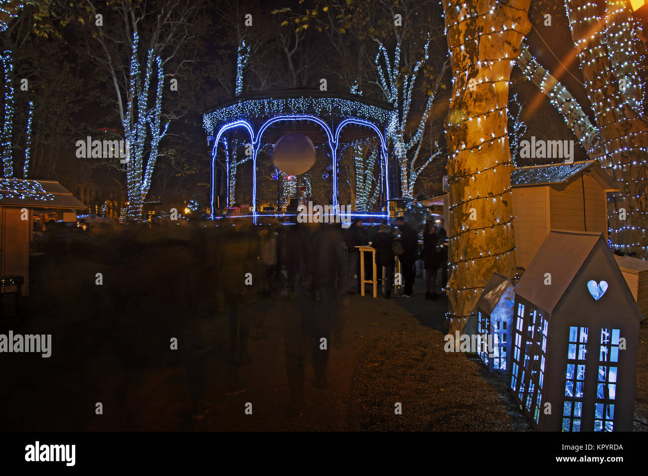 Zrinjevac park decorated by Christmas lights as part of Advent in ...