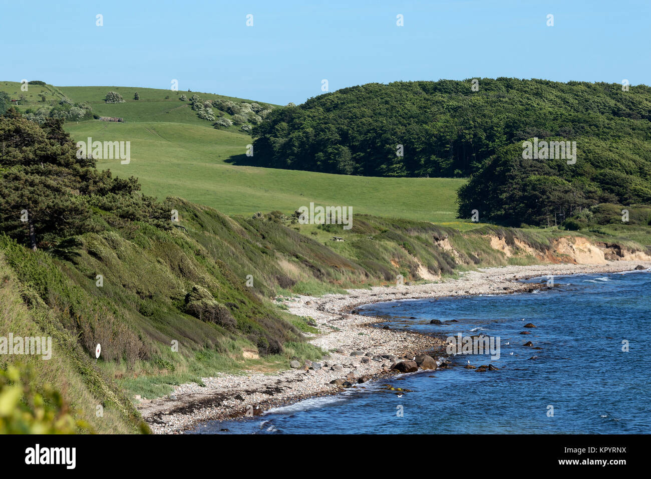 The southern coast of the tip of Røsnæs, Kalundborg, Denmark, the areas ...