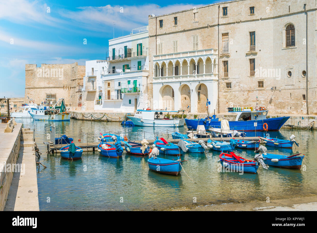 Old harbour in Monopoli, Bari Province, Puglia (Apulia), southern Italy ...