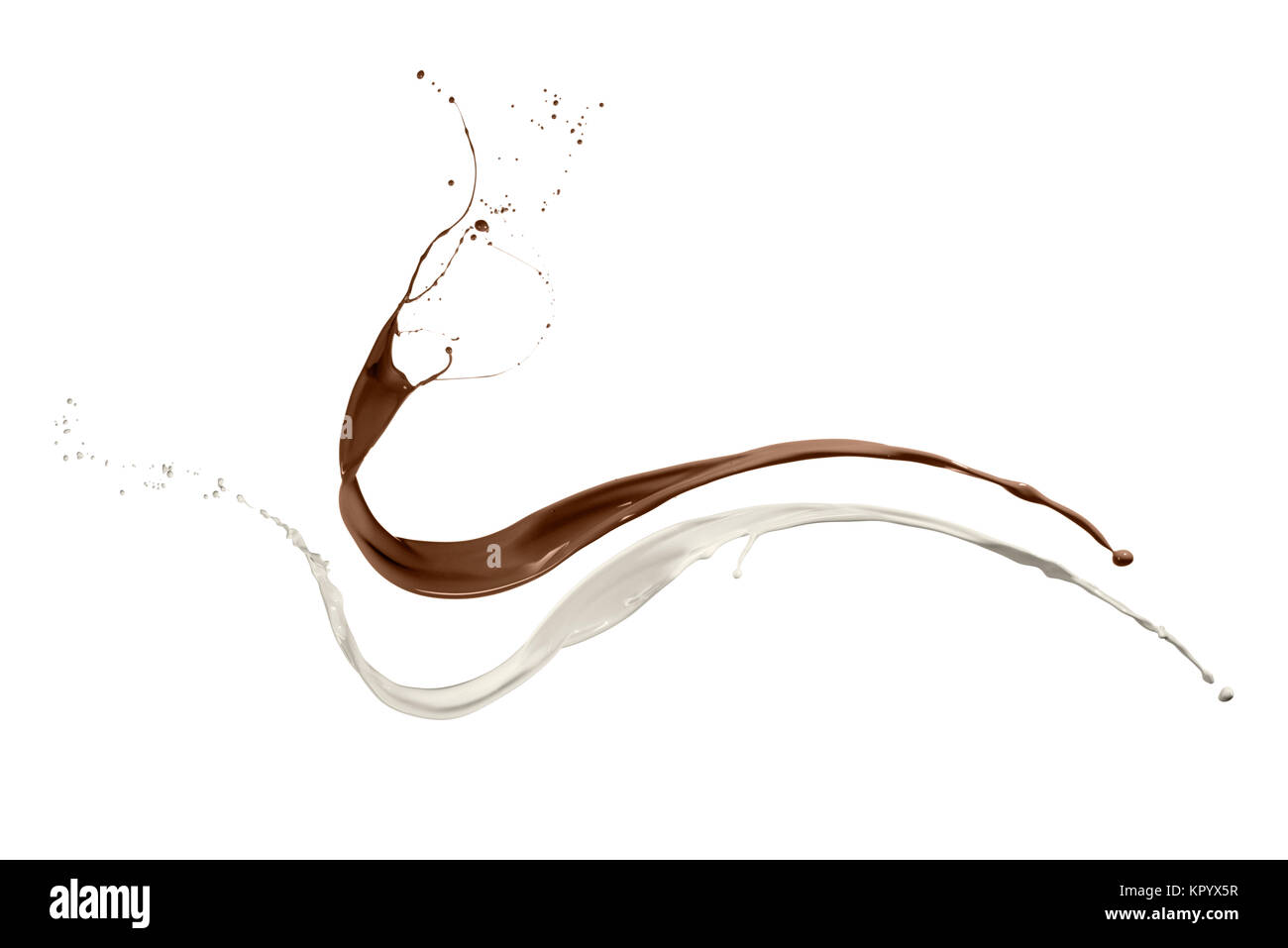 milk and chocolate wave splashing isolated on white Stock Photo - Alamy