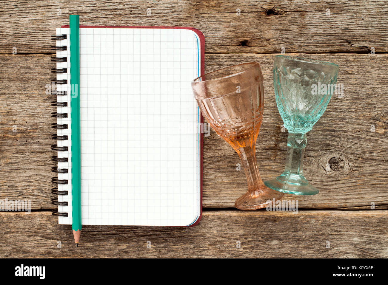 Blank notebook for menu or cocktail recipes Stock Photo - Alamy