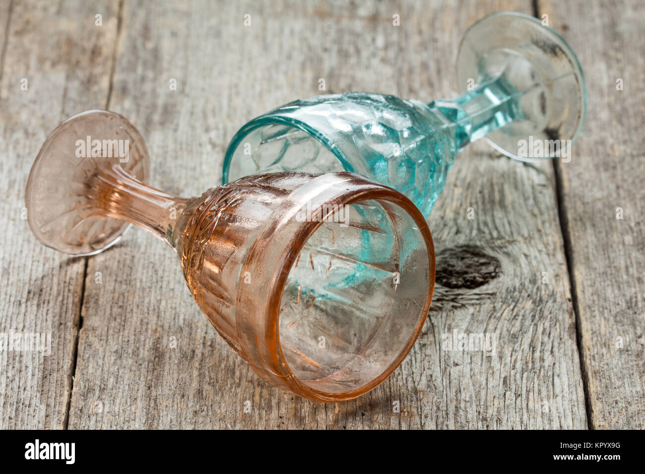 Two empty crystal glasses Stock Photo - Alamy