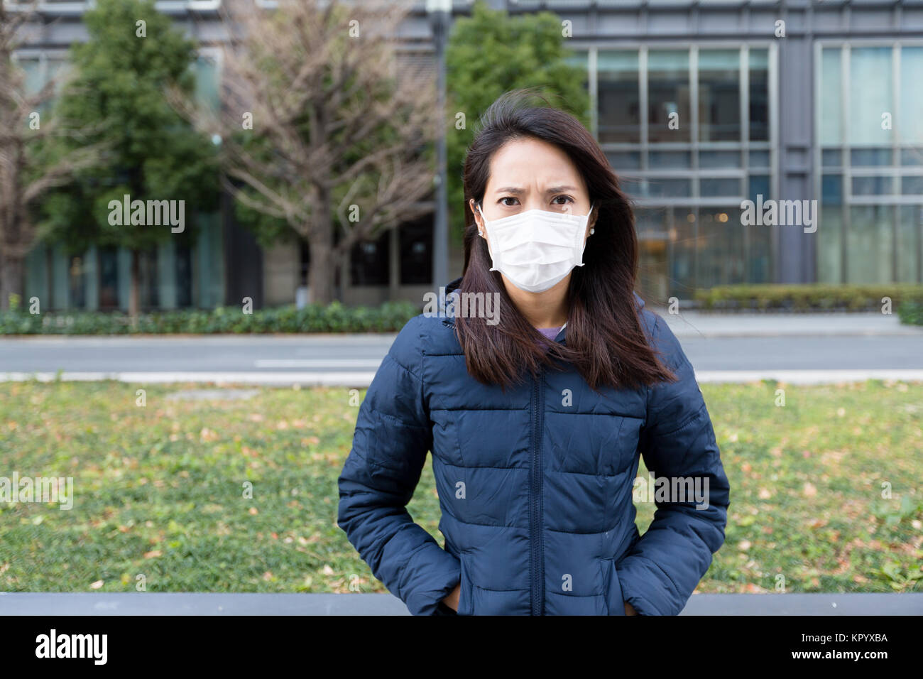 Woman wearing face mask at outdoor Stock Photo - Alamy