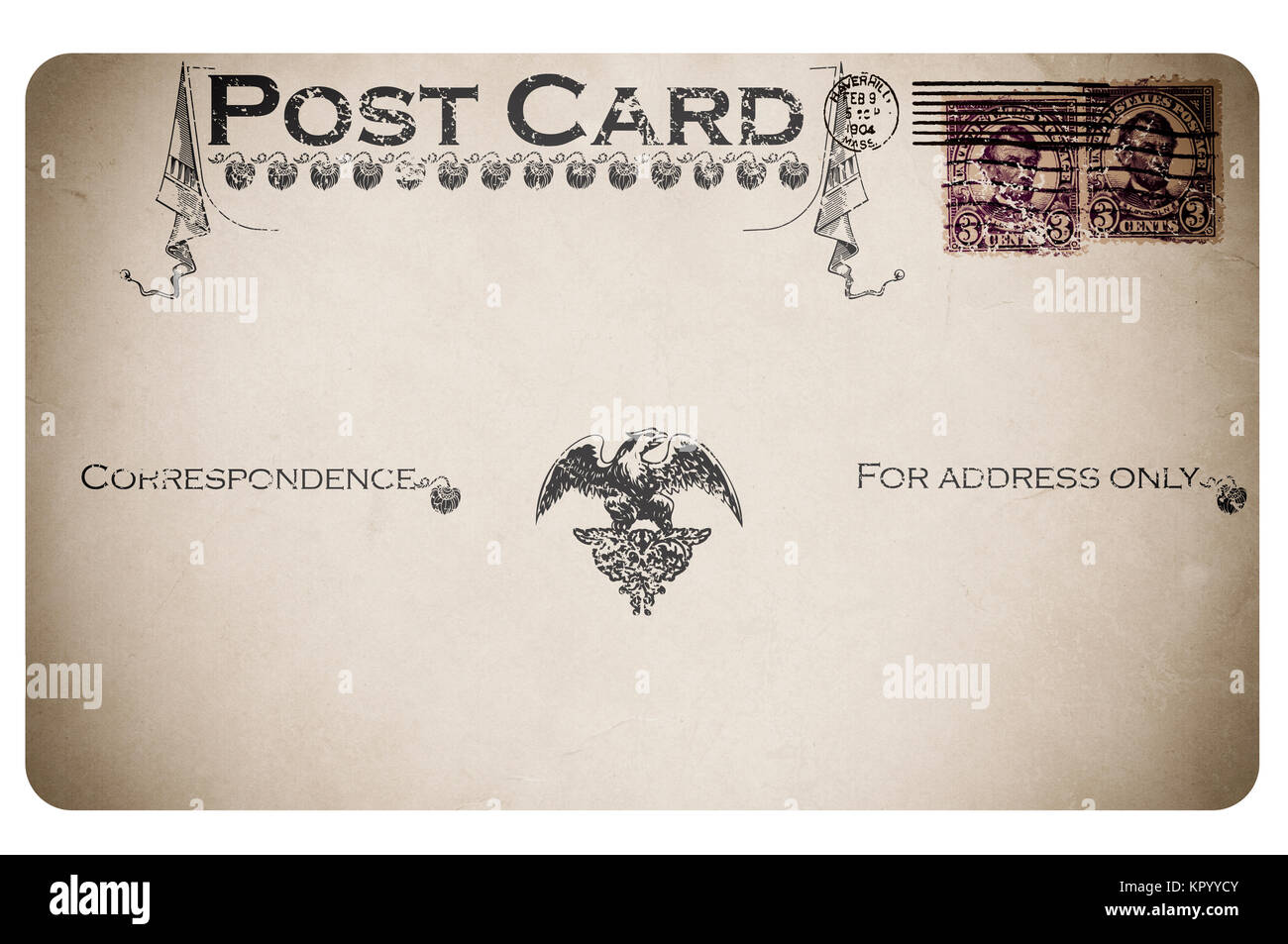 Vintage post card with copy space for correspondence and stamps Stock ...