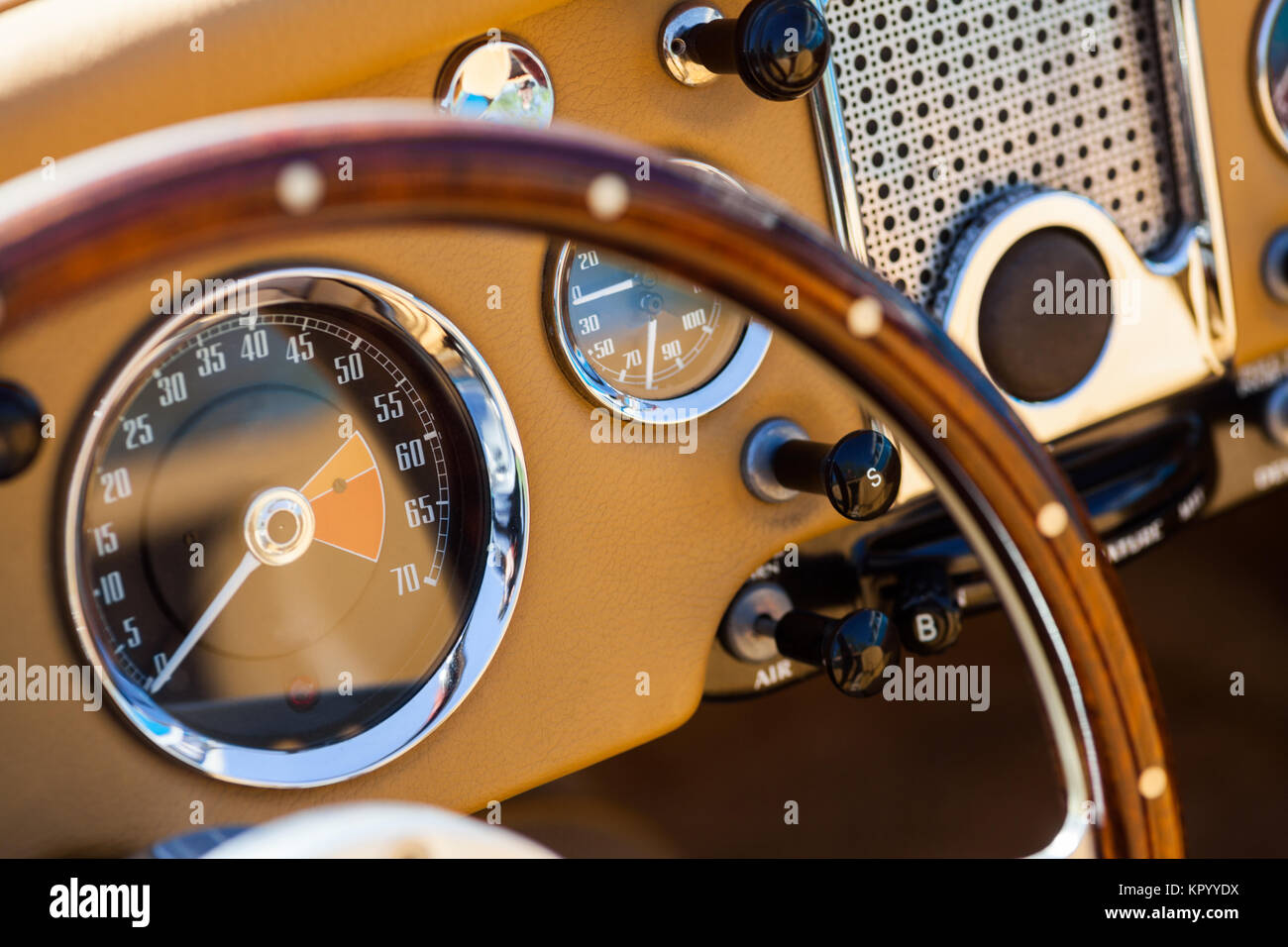 Retro car dashboard Stock Photo - Alamy