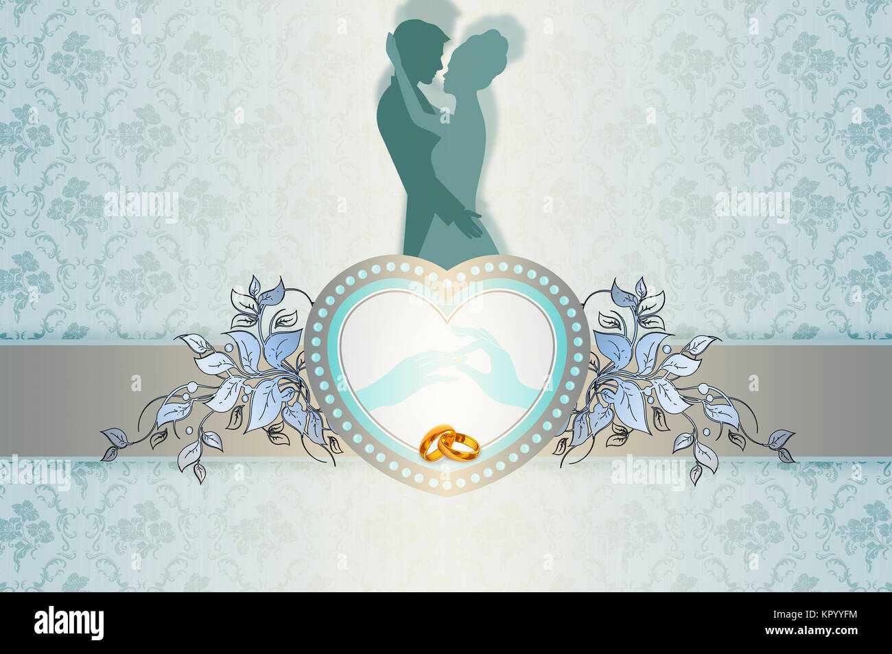 Template of wedding invitation with decorative patterns,newlyweds ...