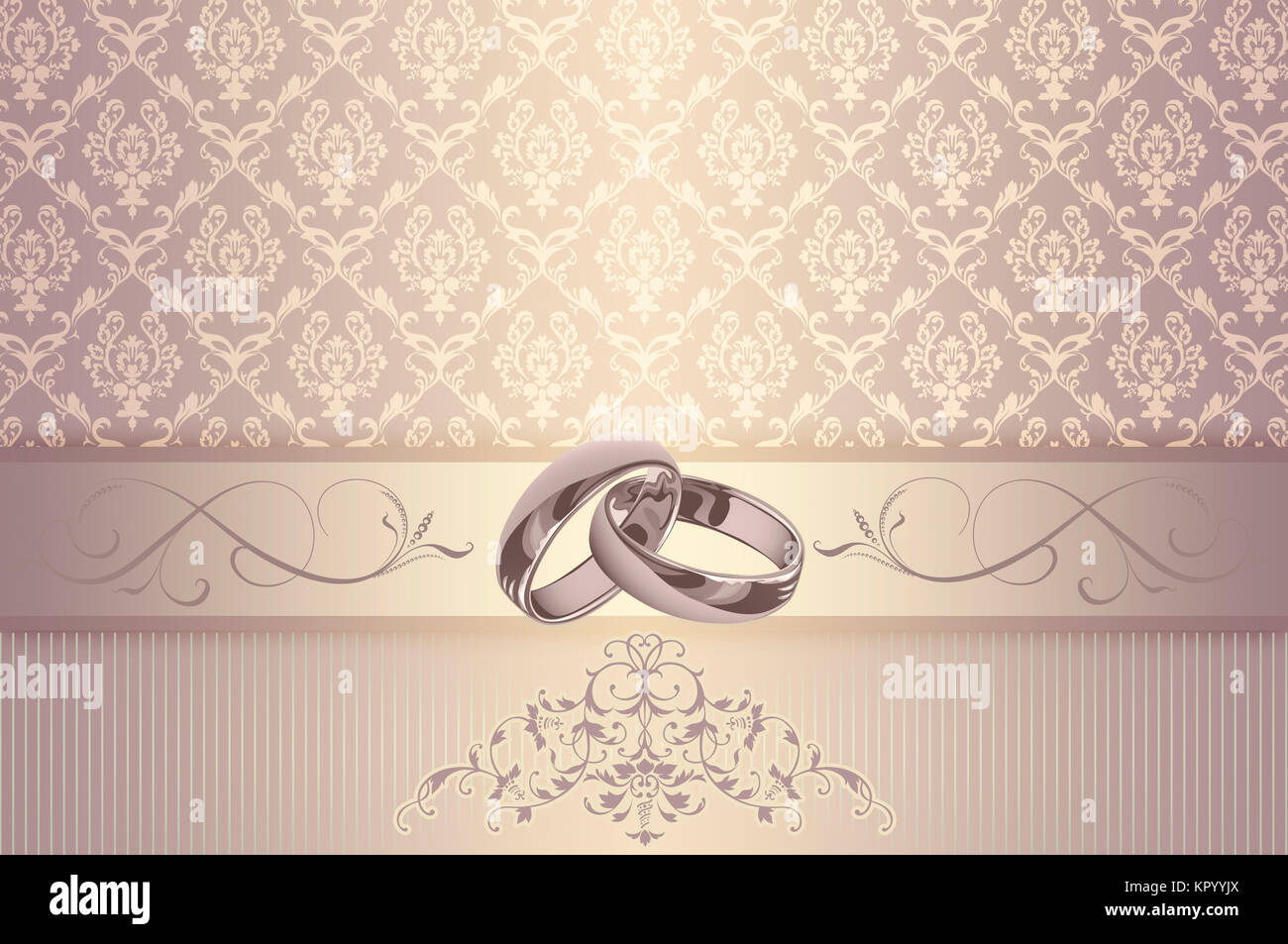 Decorative background with elegant patterns and wedding rings Stock ...